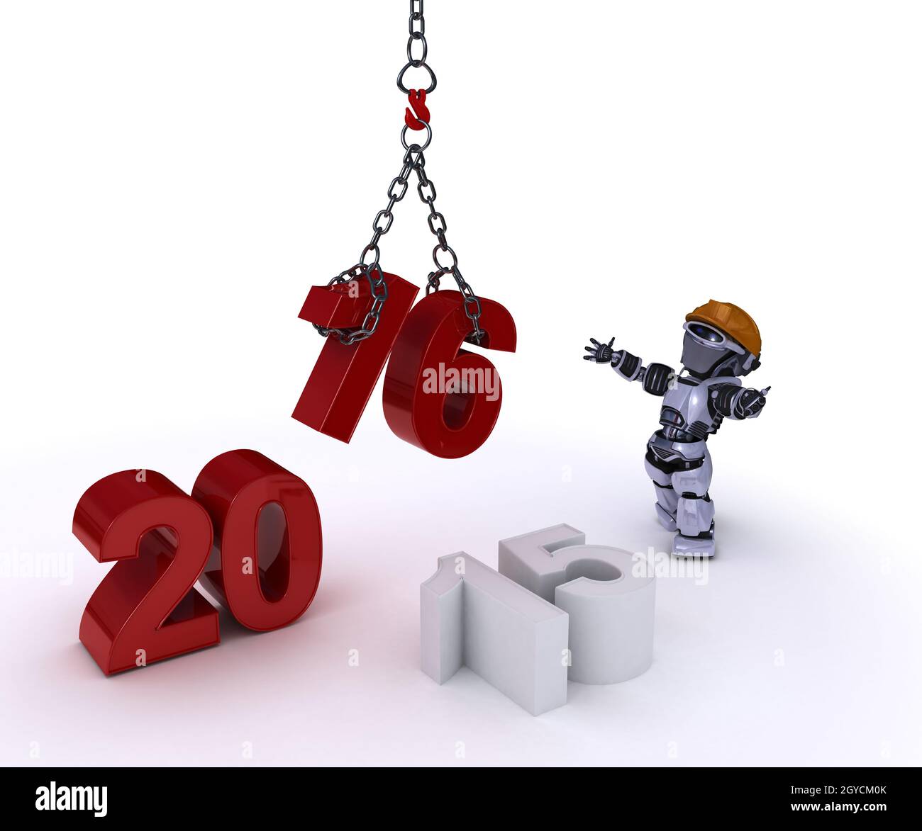 3D render of a Robot bringing in the new year Stock Photo - Alamy