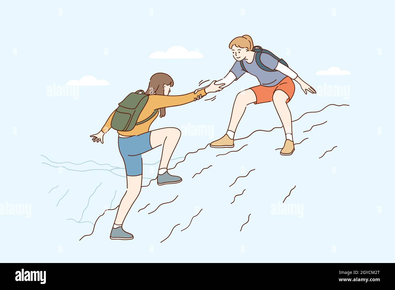 Cartoon Helping A Friend