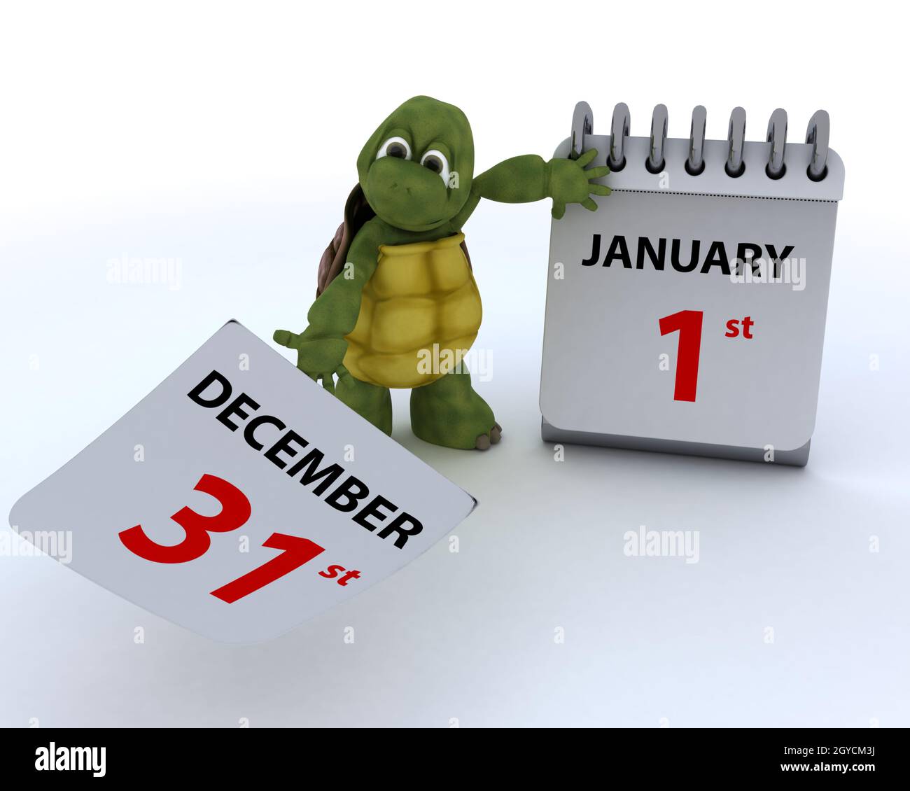 3D render of a tortoise with a calendar Stock Photo - Alamy