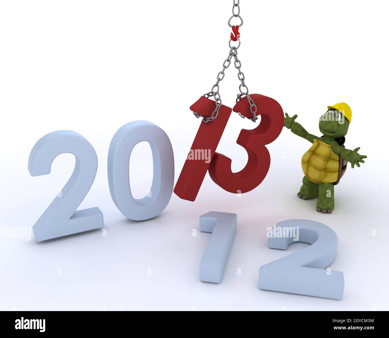 3D render of a tortoise bringing in the new year Stock Photo - Alamy