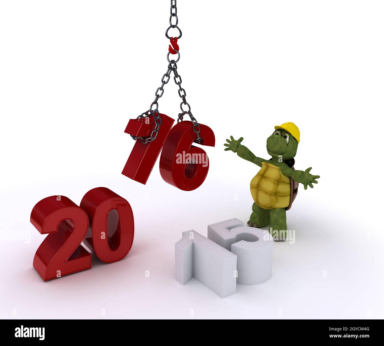 3D render of a tortoise bringing in the new year Stock Photo - Alamy