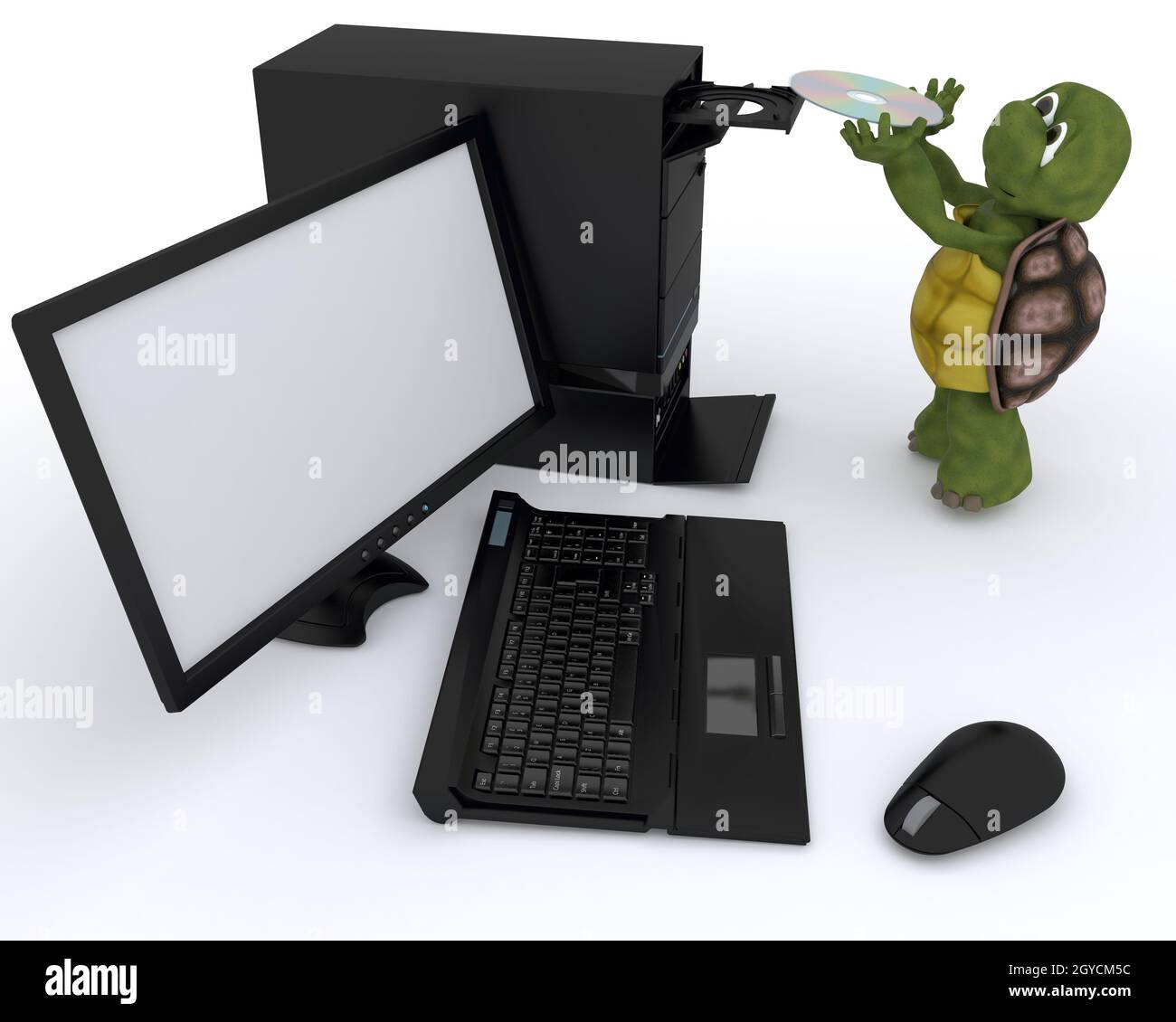 3D render of a tortoise with a computer Stock Photo - Alamy