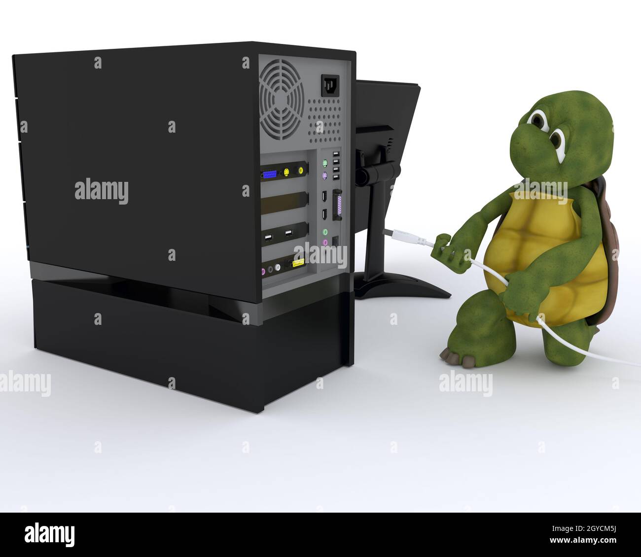 3D render of a tortoise with a computer Stock Photo - Alamy