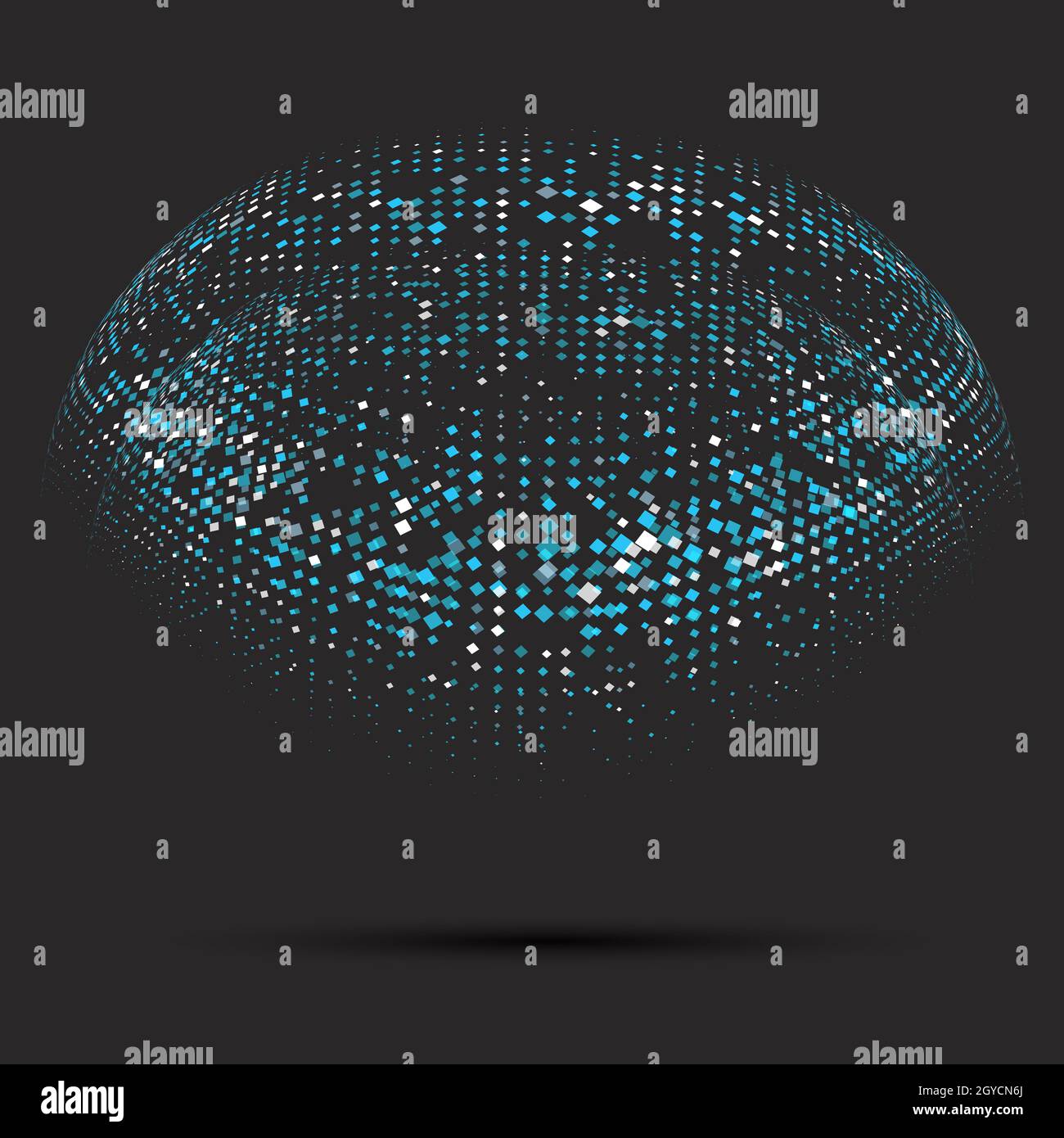 Abstract techno background with halftone squares in sphere shape Stock ...
