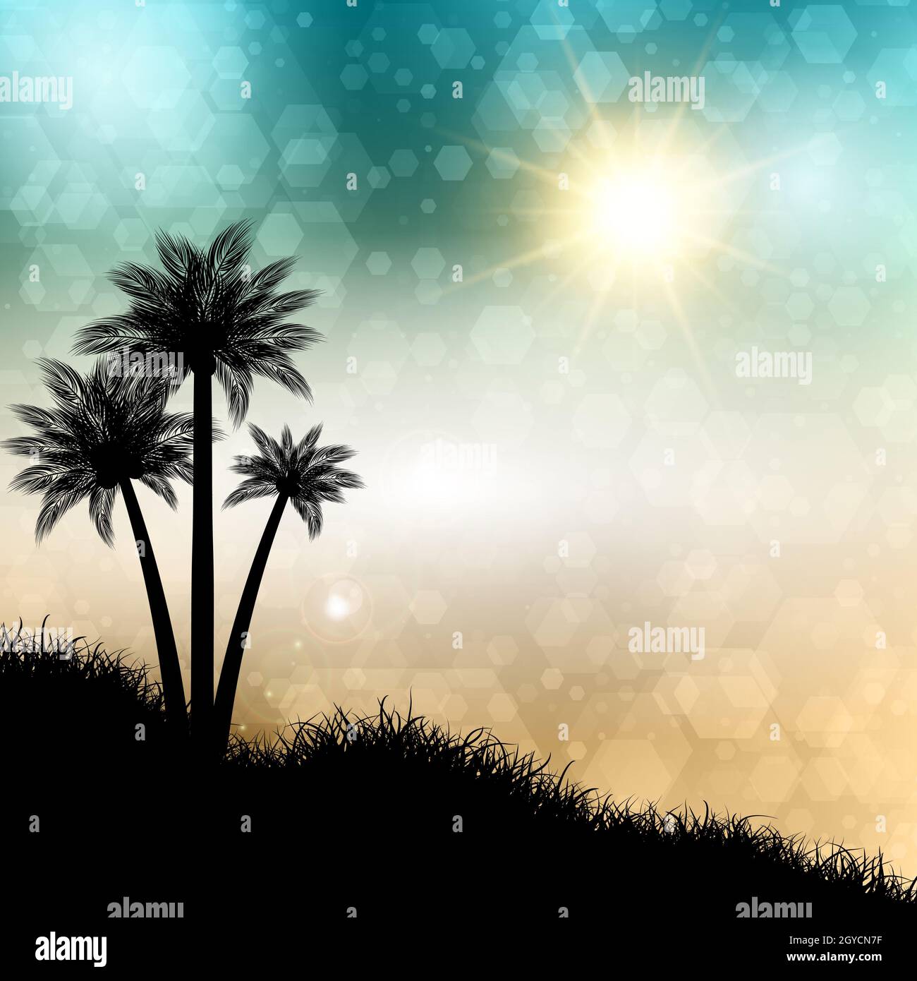 Abstract summer background with palm trees silhouettes Stock Photo - Alamy