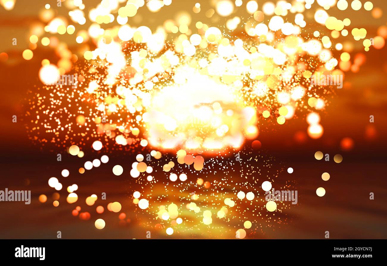 Abstract background of a sunset ocean with bokeh lights Stock Photo - Alamy