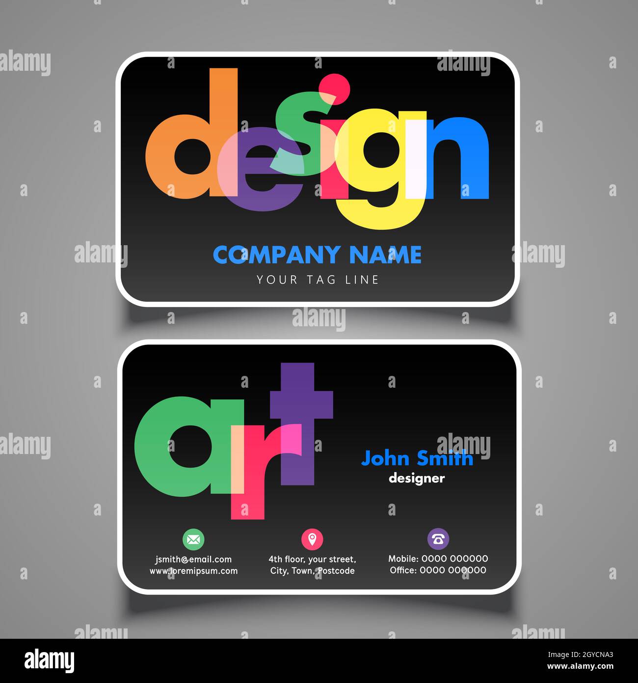 Modern business card design for designer or artist Stock Photo - Alamy