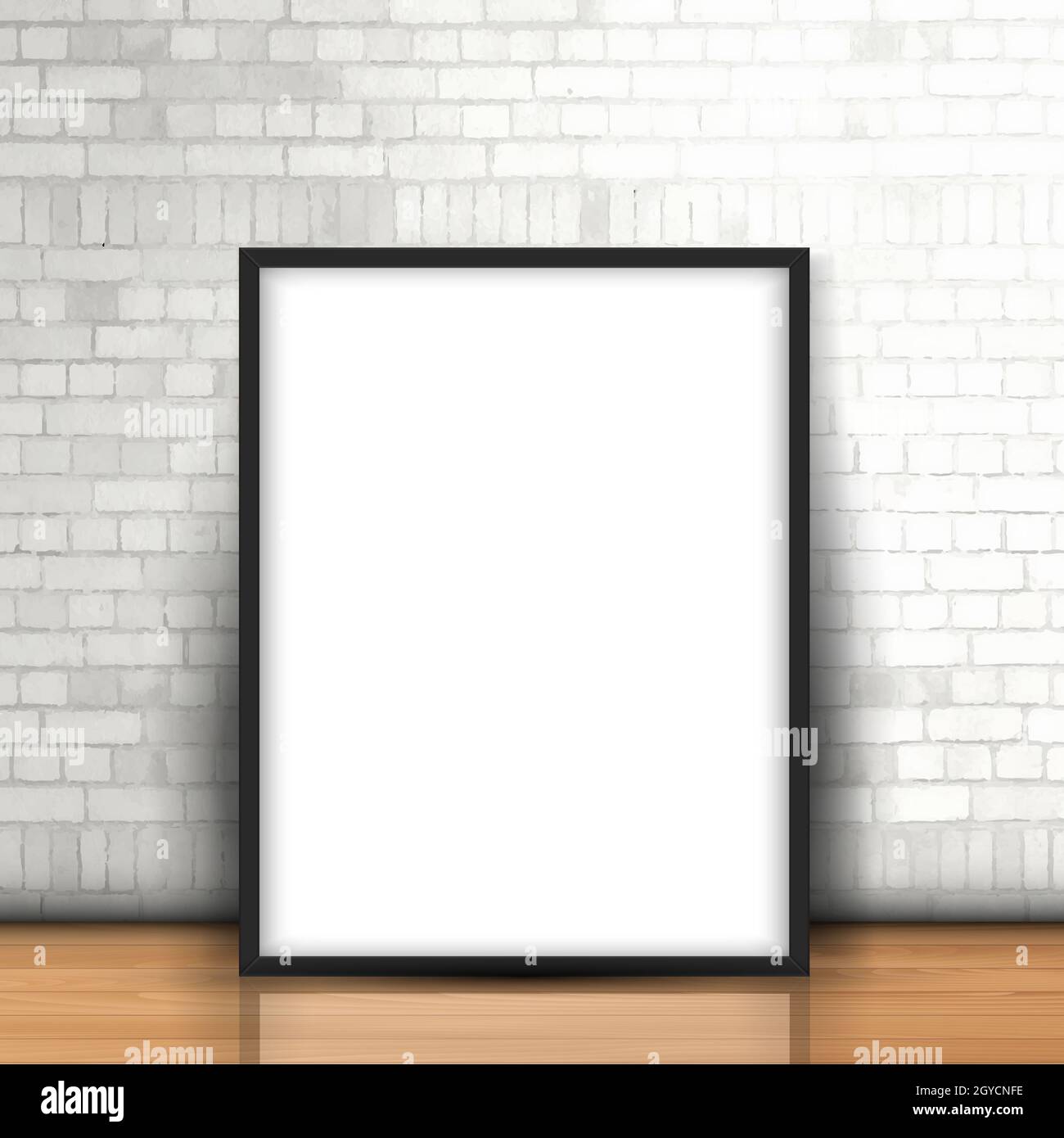 Blank picture leaning against a white brick wall Stock Photo - Alamy