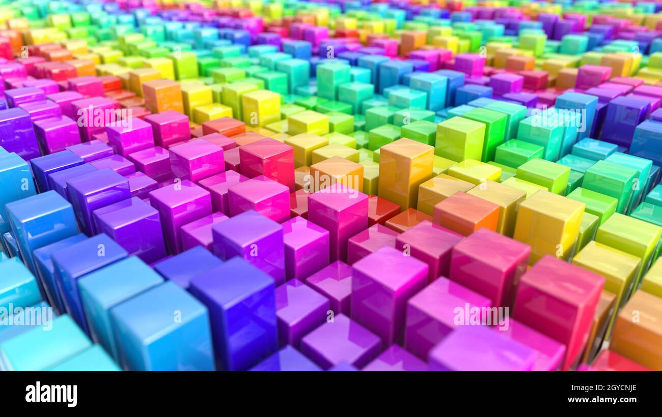 3d render of Rainbow coloured cubes Stock Photo - Alamy