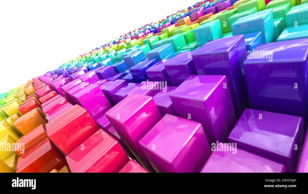 3d render of Rainbow coloured cubes Stock Photo - Alamy