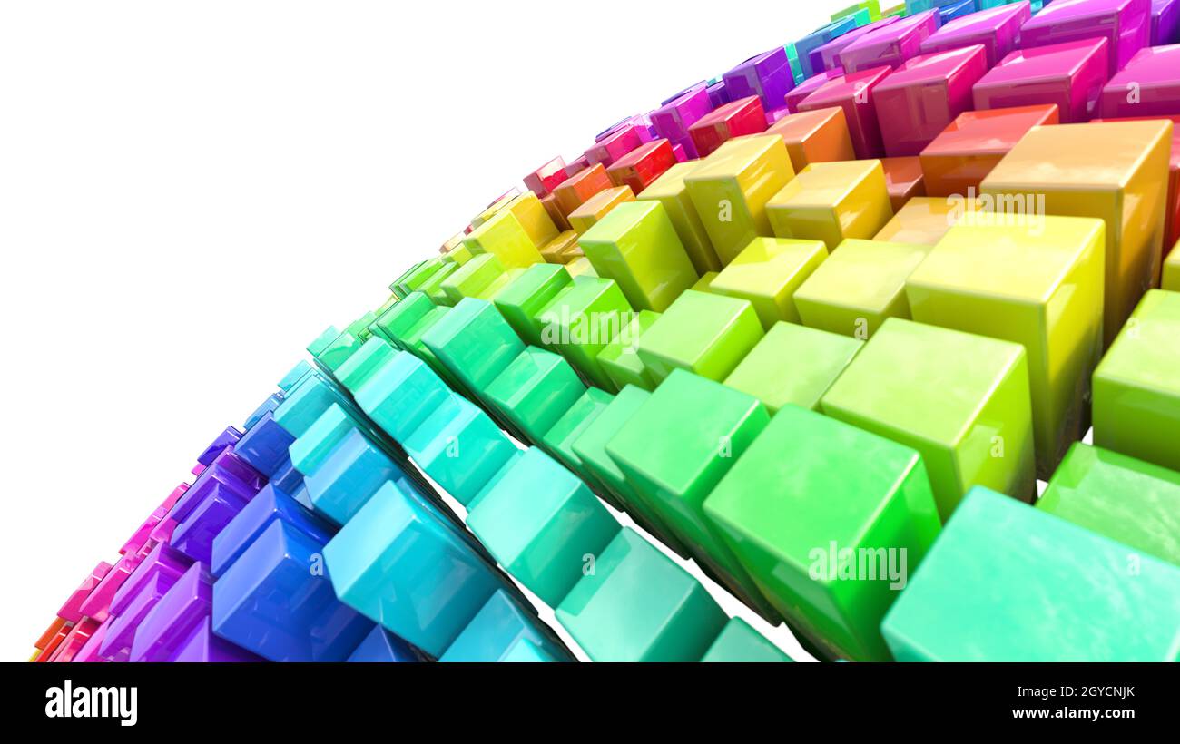 3d render of Rainbow coloured cubes Stock Photo - Alamy