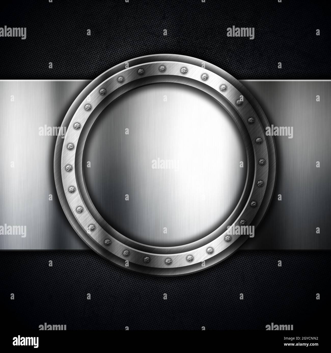Metallic background with a circular frame Stock Photo - Alamy