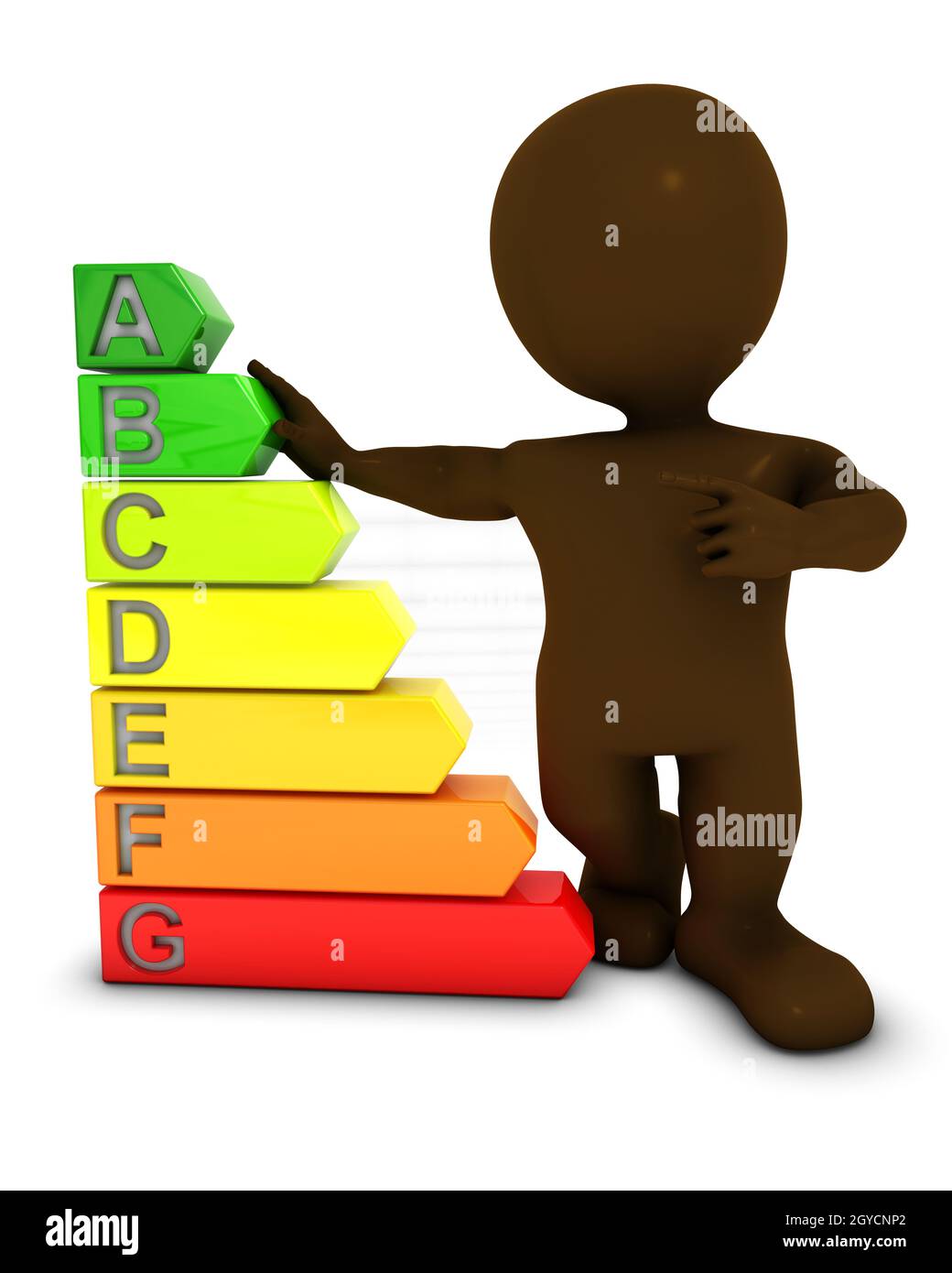 3D Render of Morph Man with energy ratings Stock Photo - Alamy