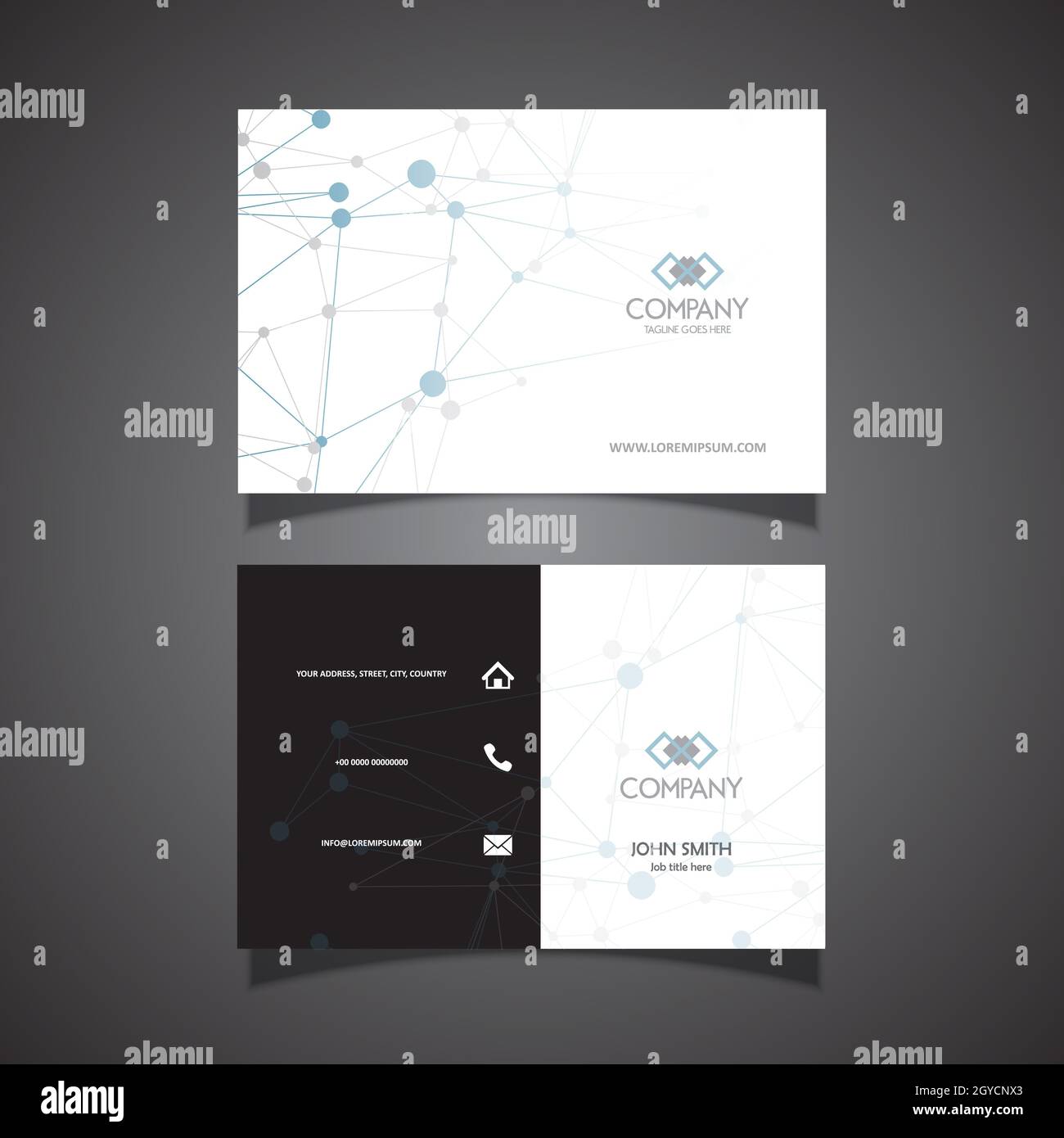 Business card with techno connecting dots design Stock Photo - Alamy