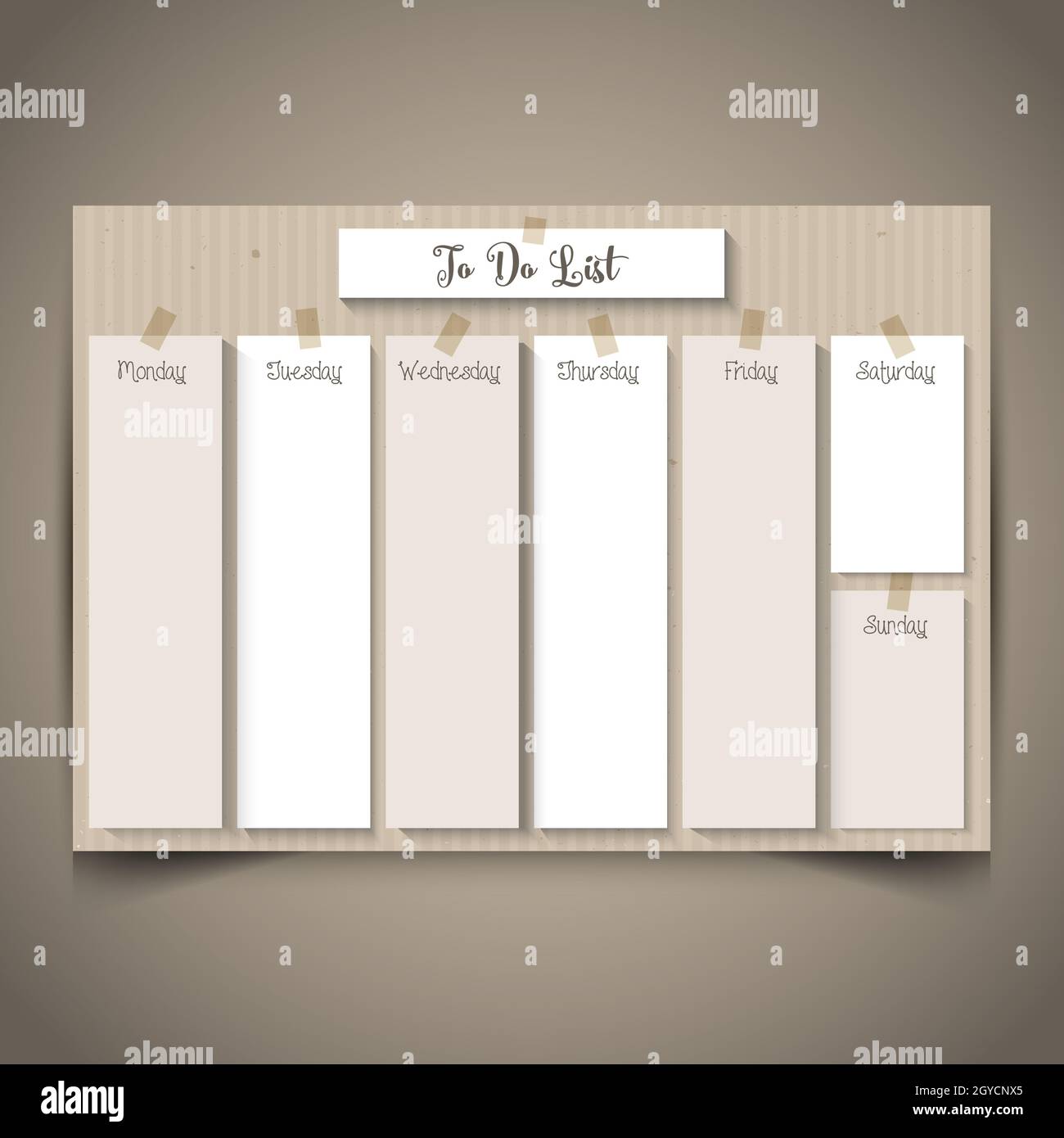 Weekly planner with a retro cardboard design Stock Photo - Alamy