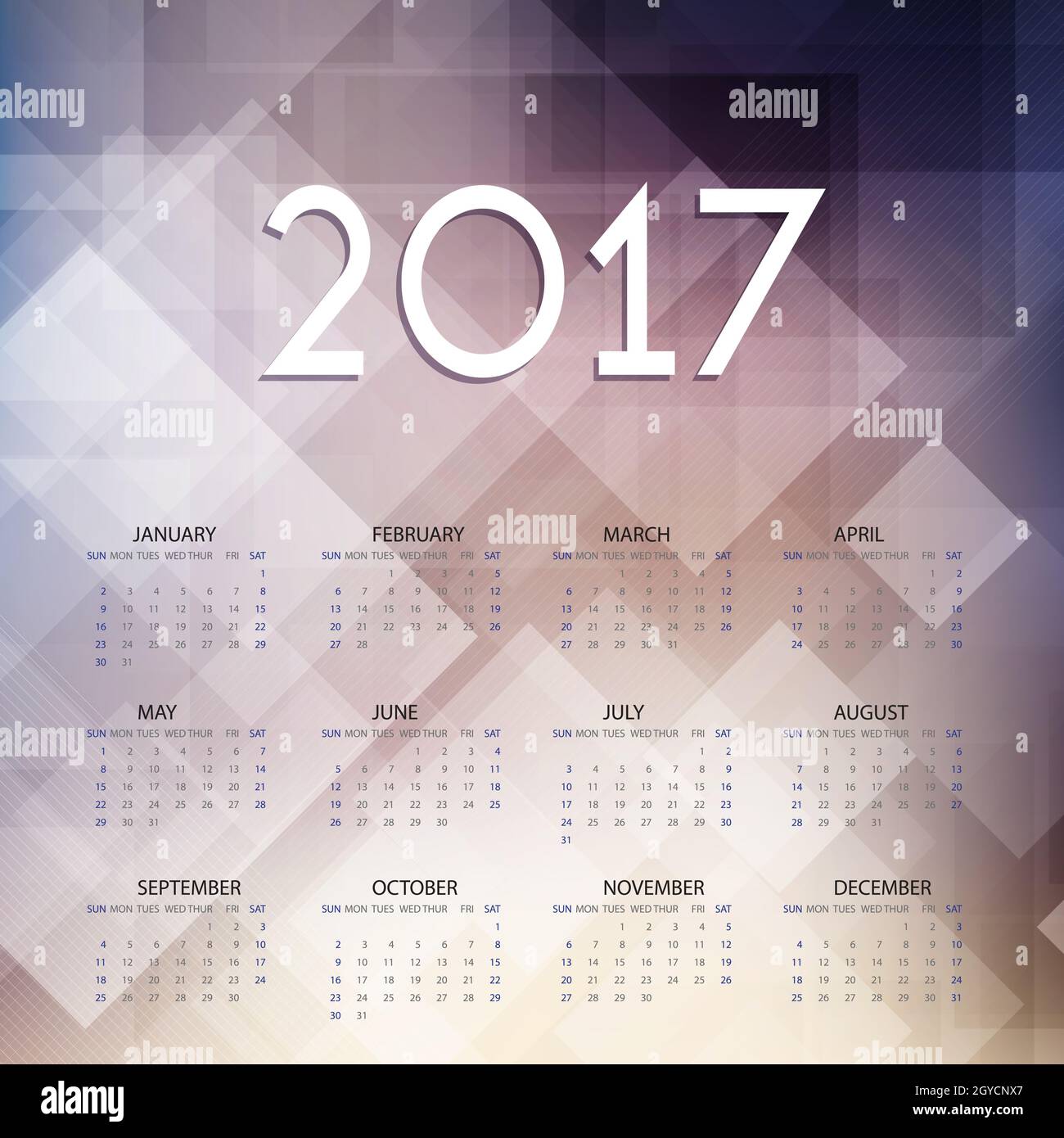 Calendar design for 2017 with low poly image Stock Photo - Alamy