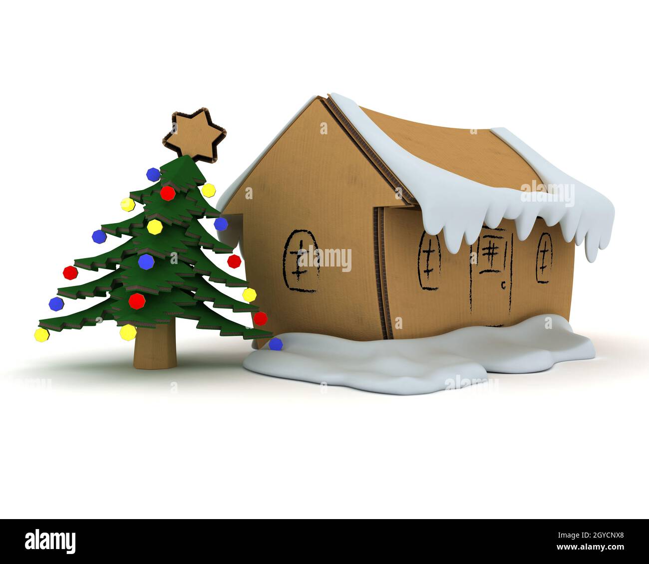3d render paper christmas tree Cut Out Stock Images & Pictures - Alamy