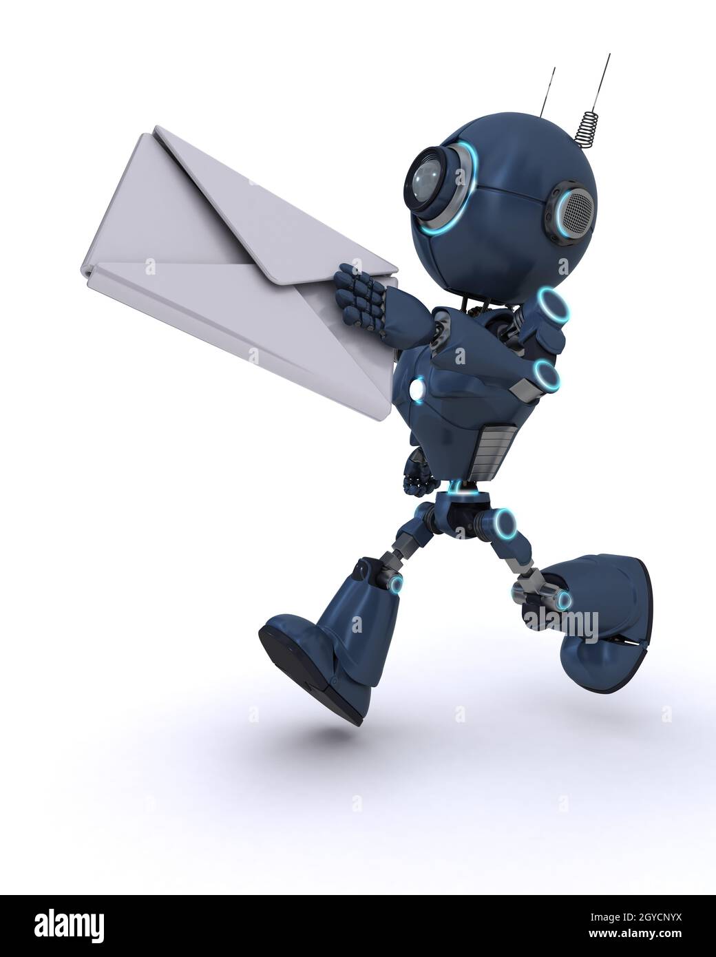 3D Render of an Android delivering a letter Stock Photo - Alamy