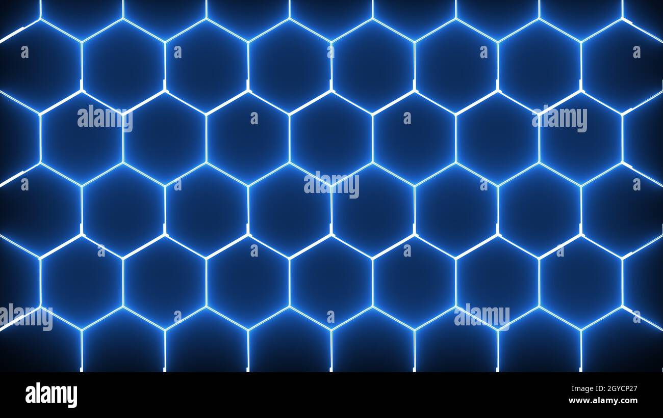 Decorative geometric tracery with 3d render honeycomb. Rhombic glowing ...