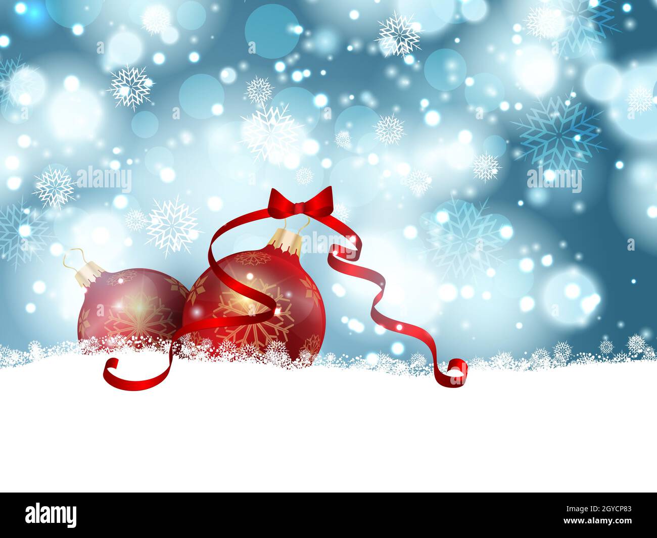 Christmas baubles nestled in snow Stock Photo - Alamy