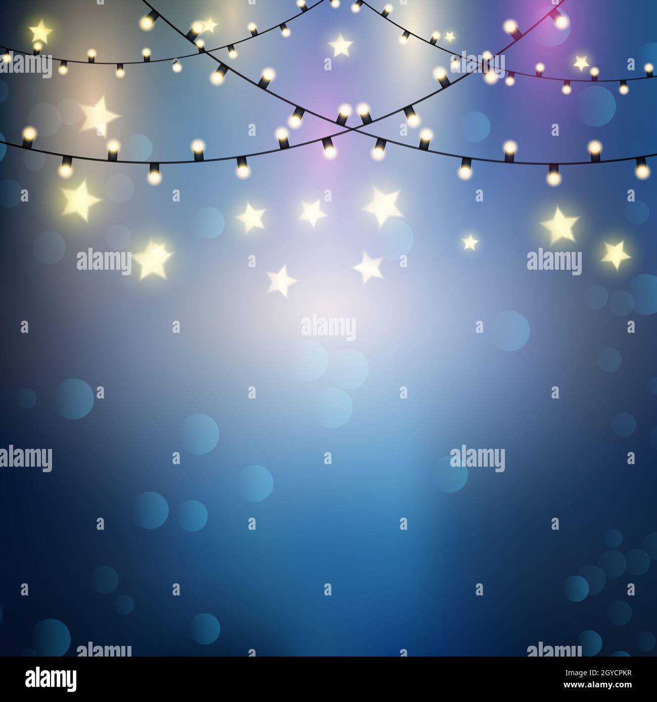 Christmas background with hanging string lights Stock Photo - Alamy