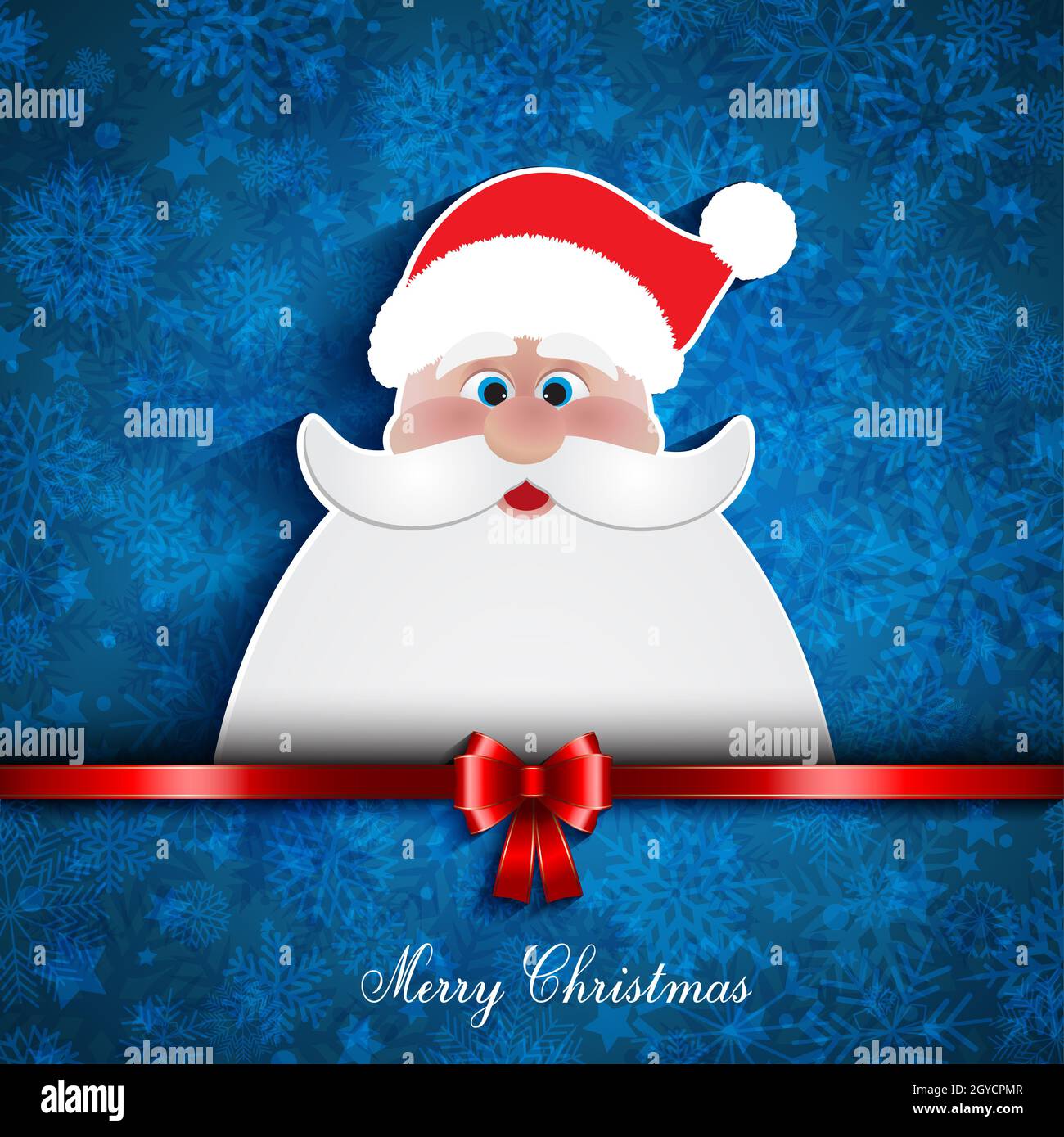Christmas background with Santas face and red ribbon Stock Photo - Alamy