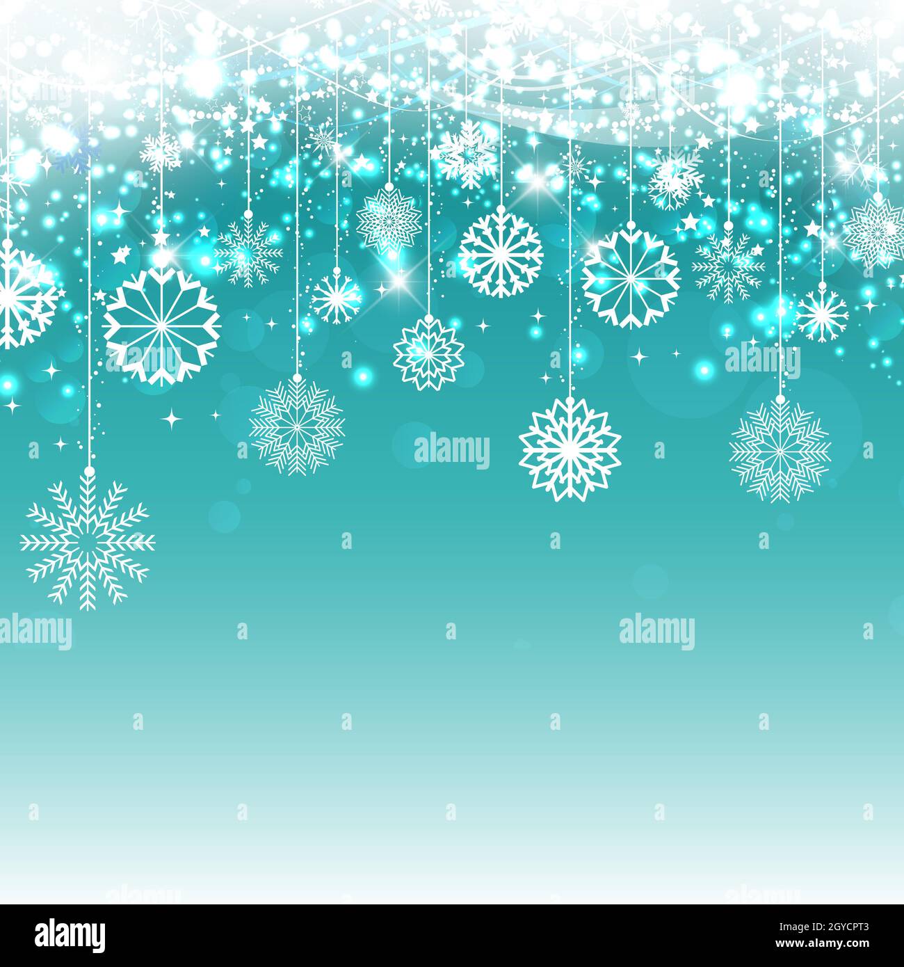 Christmas background with hanging snowflakes Stock Photo - Alamy