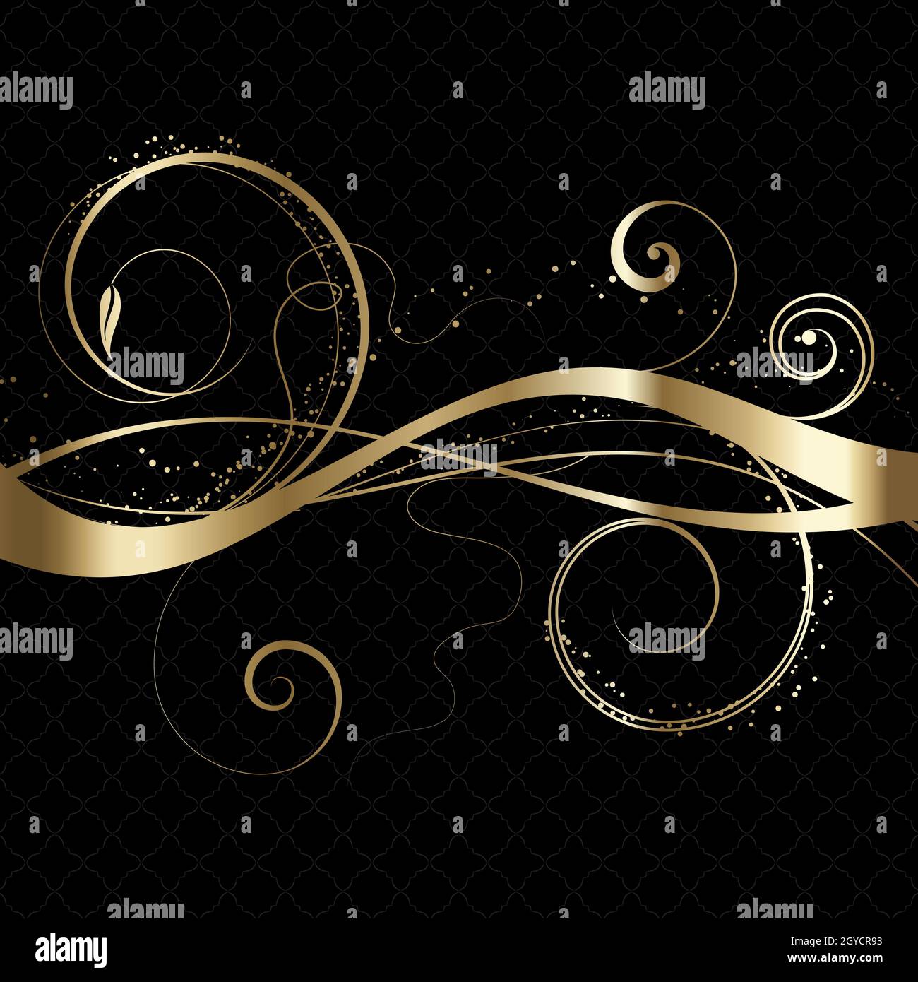 Decorative background with gold swirls Stock Photo - Alamy