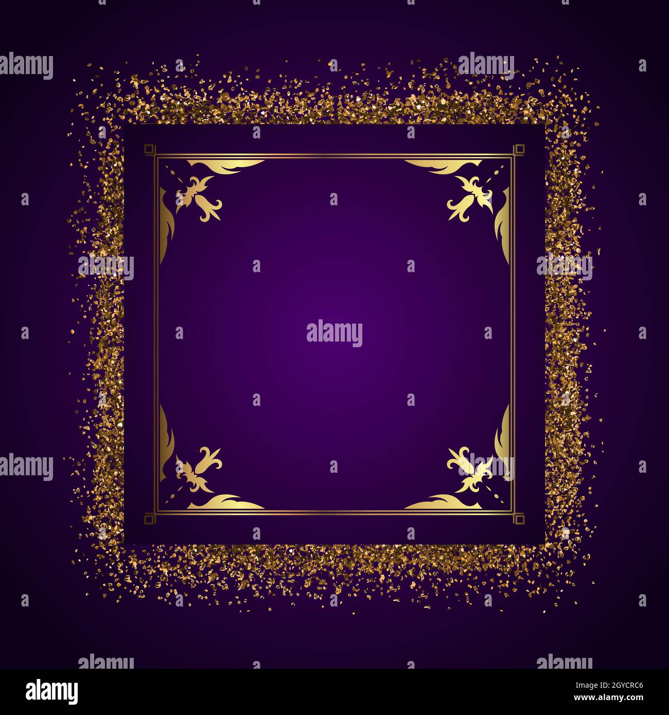Decorative frame with golden glitter Stock Photo - Alamy