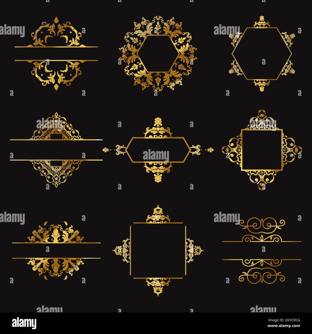 Wedding frame elements gold hi-res stock photography and images - Alamy