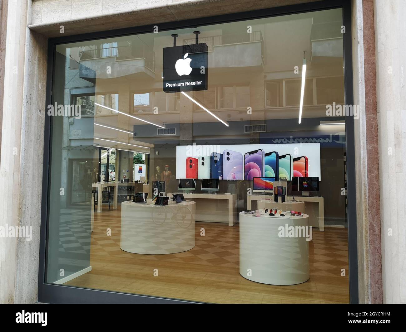 PESCARA, ITALY - Sep 06, 2021: An Apple store window display in Pescara ...