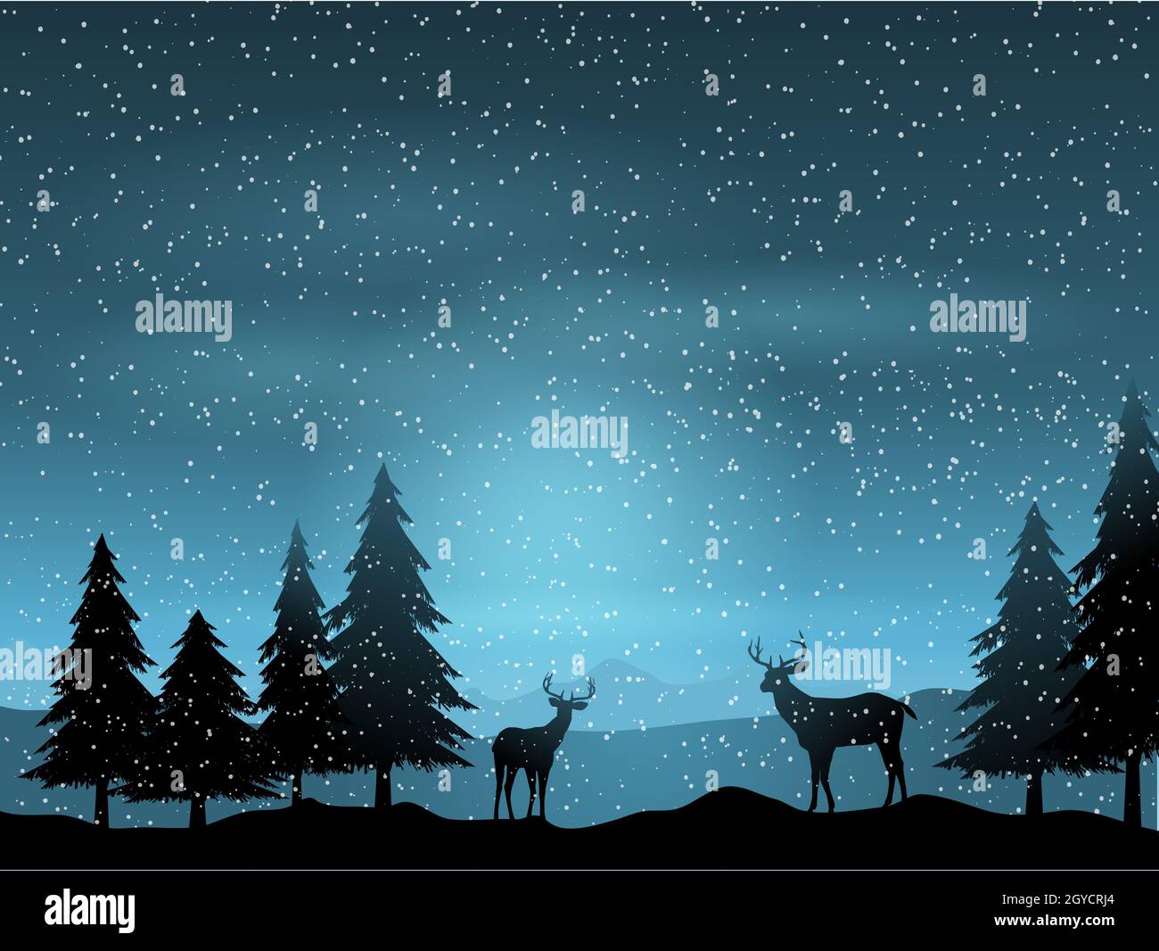 Vector christmas deer silhouettes hi-res stock photography and images ...
