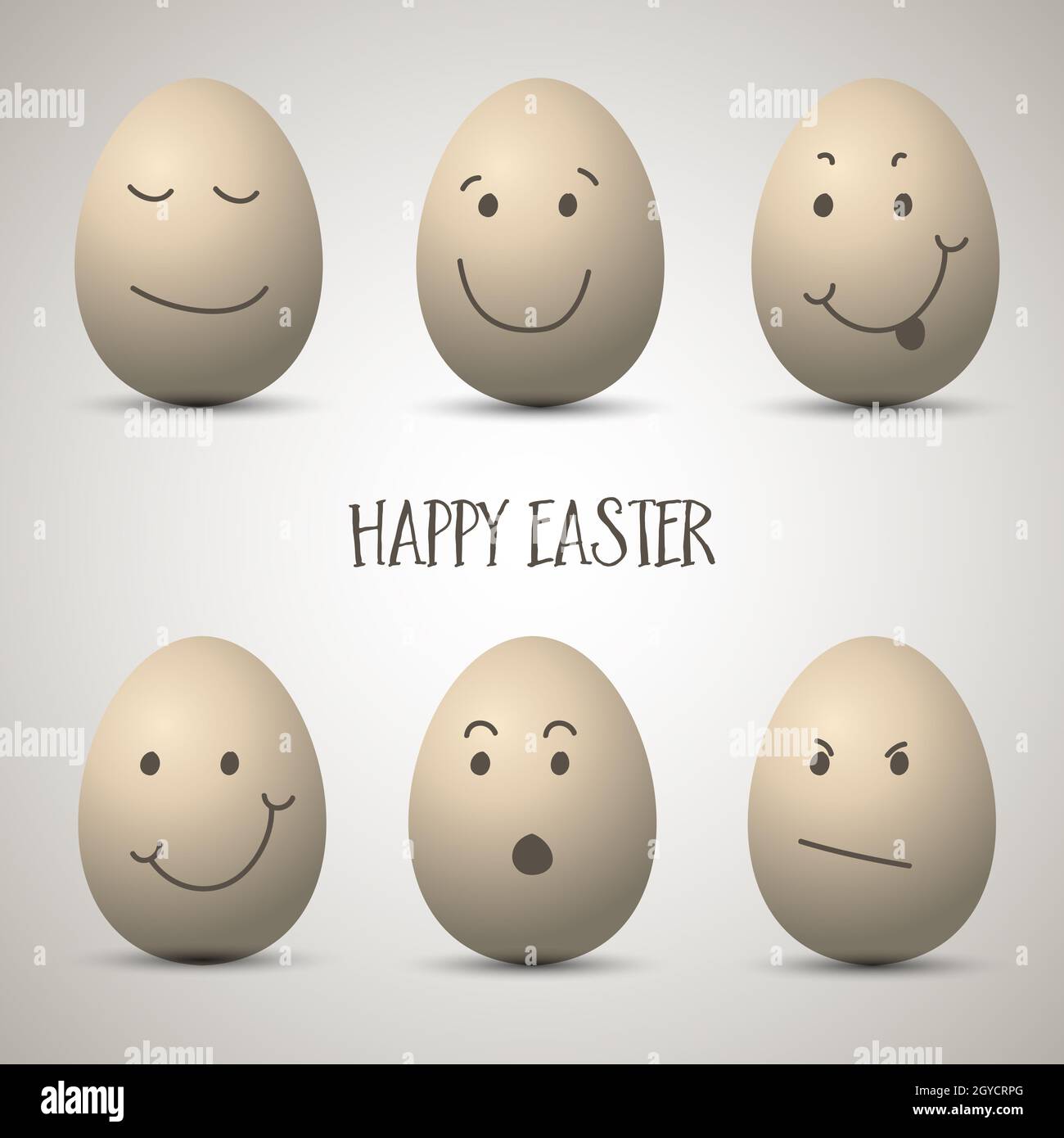 Easter eggs with cute hand drawn faces Stock Photo - Alamy