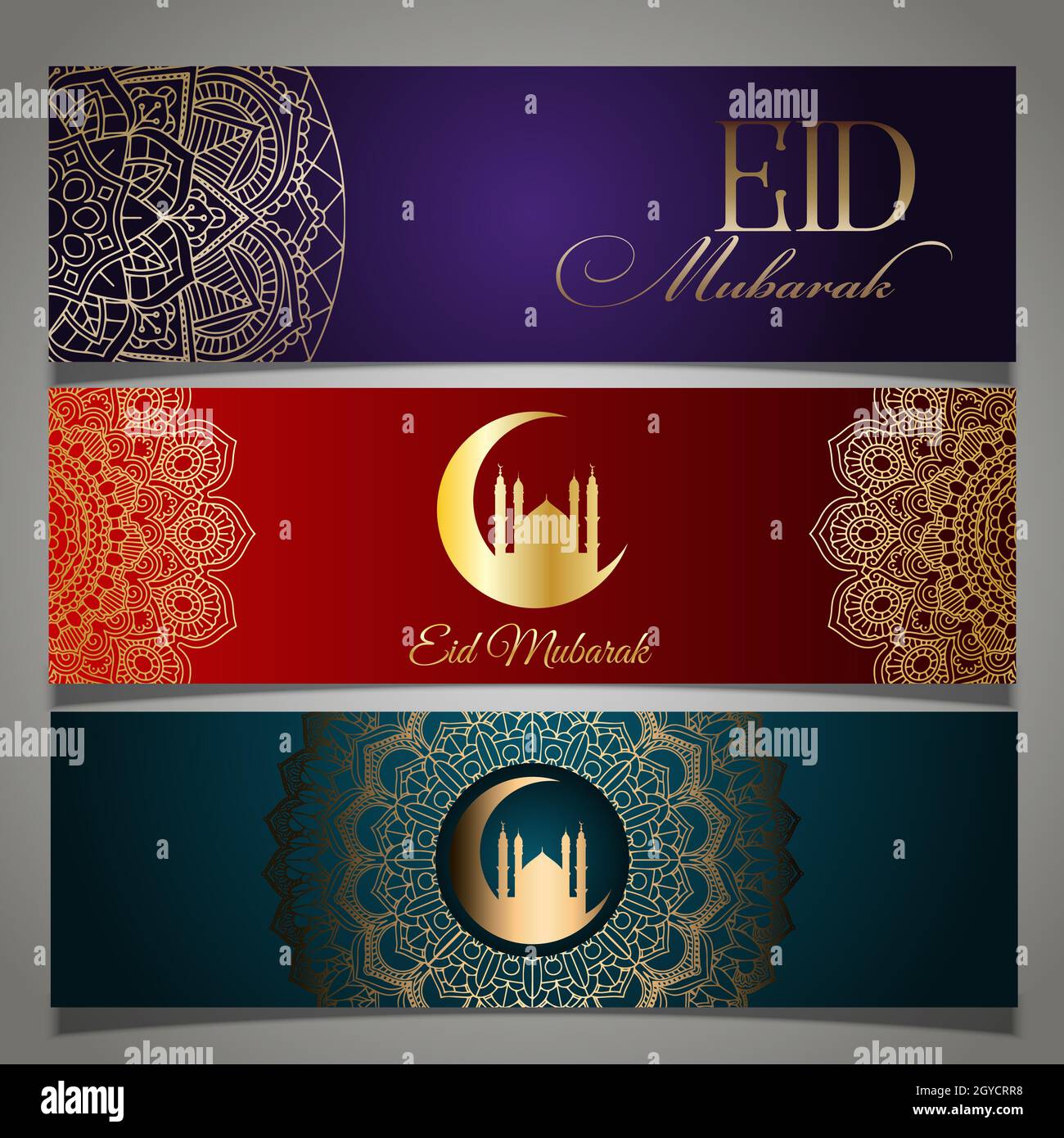 Collection of Eid Mubarak headers Stock Photo - Alamy