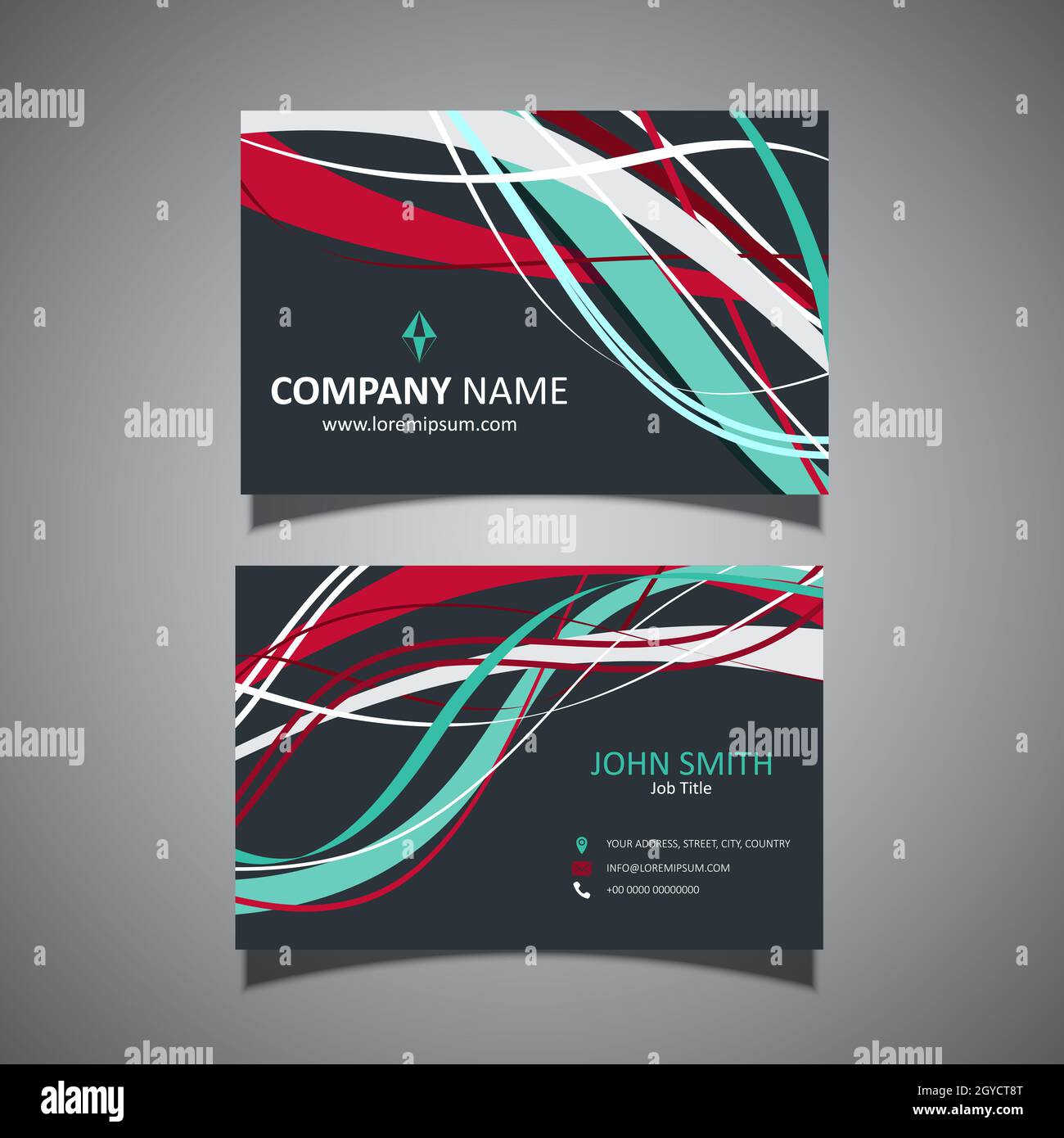 Modern business card template with flowing lines design Stock Photo - Alamy