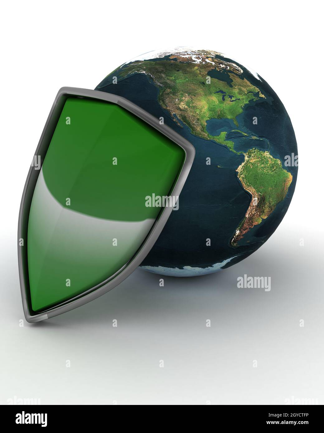 3D render of a Shield and Globe internet protection Stock Photo - Alamy