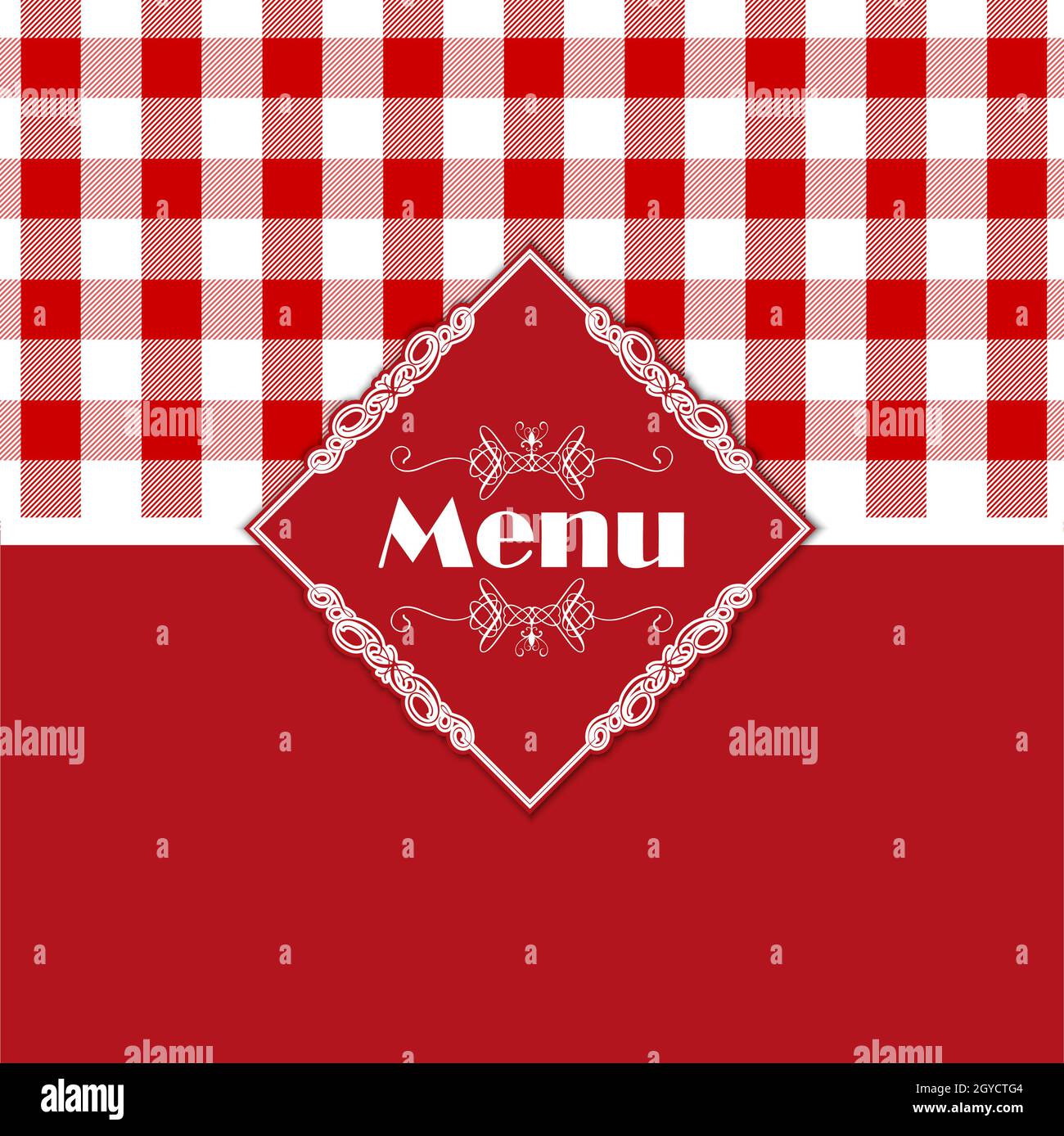 Stylish menu design with a gingham style pattern Stock Photo - Alamy
