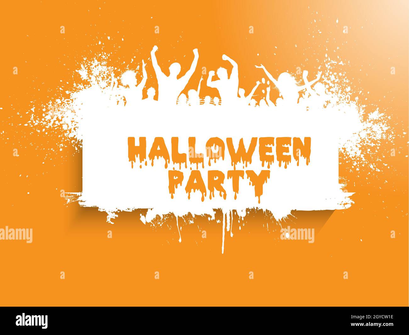 Grunge style Halloween party background with silhouettes of people ...