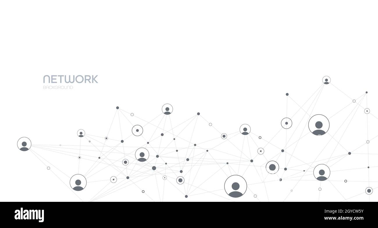 Network background. Connections with points, lines, and people icons ...