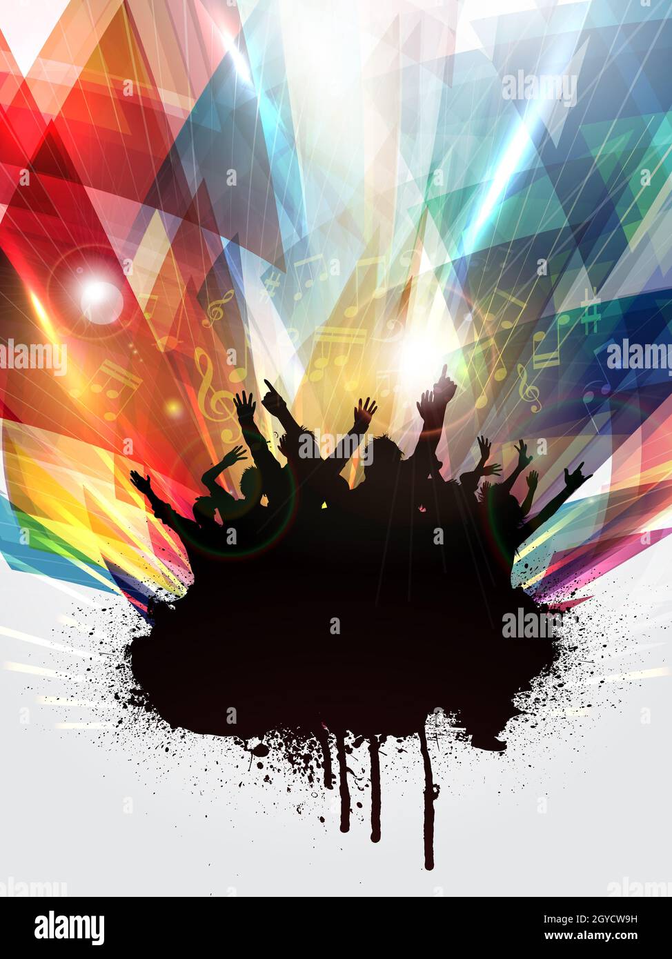 Grunge style background with silhouette of a party crowd Stock Photo ...