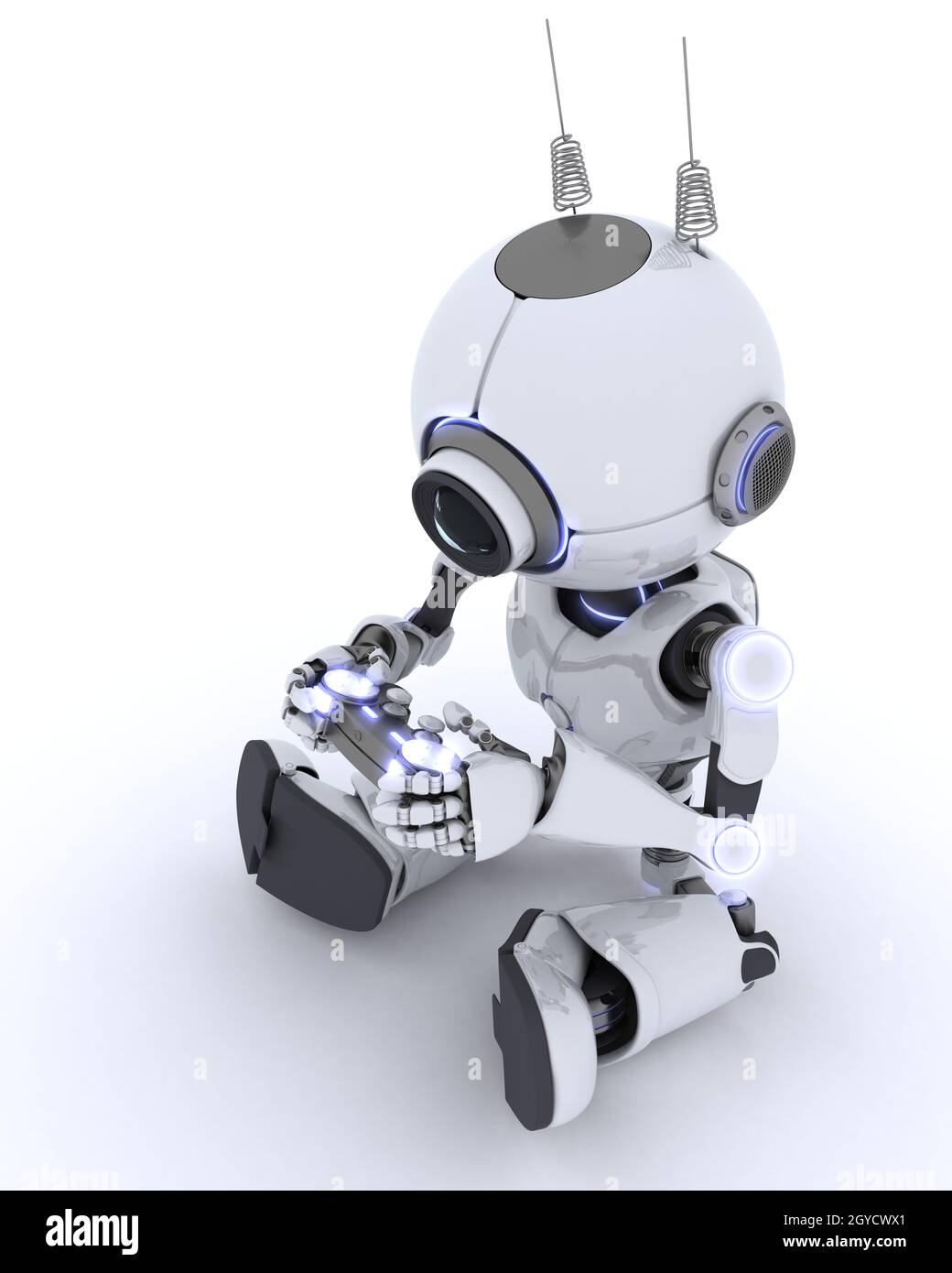 3D render of a Robot Playing Computer Games Stock Photo - Alamy