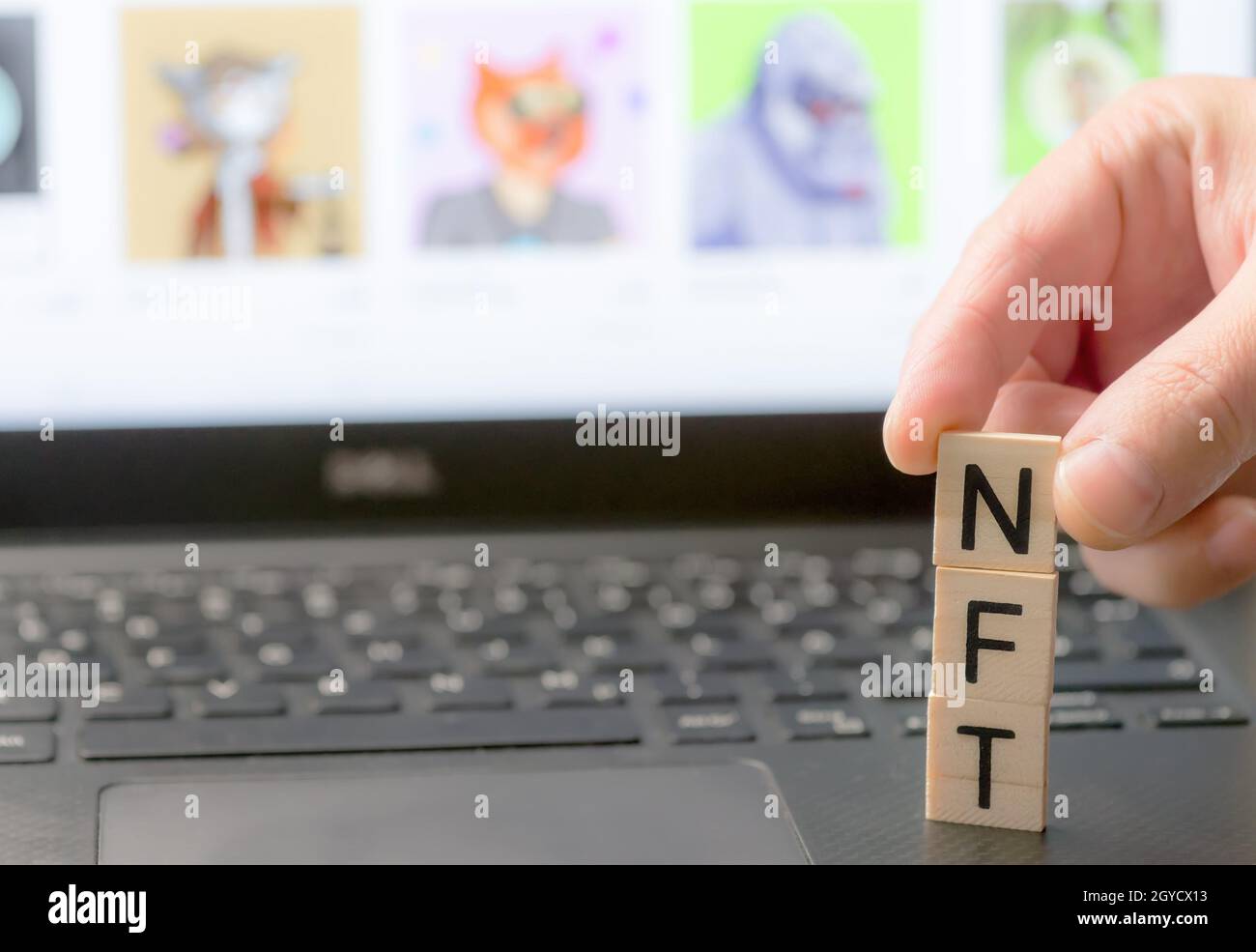 NFT or Non-Fungible token letters and dices, nft‘s are a blockchain ...