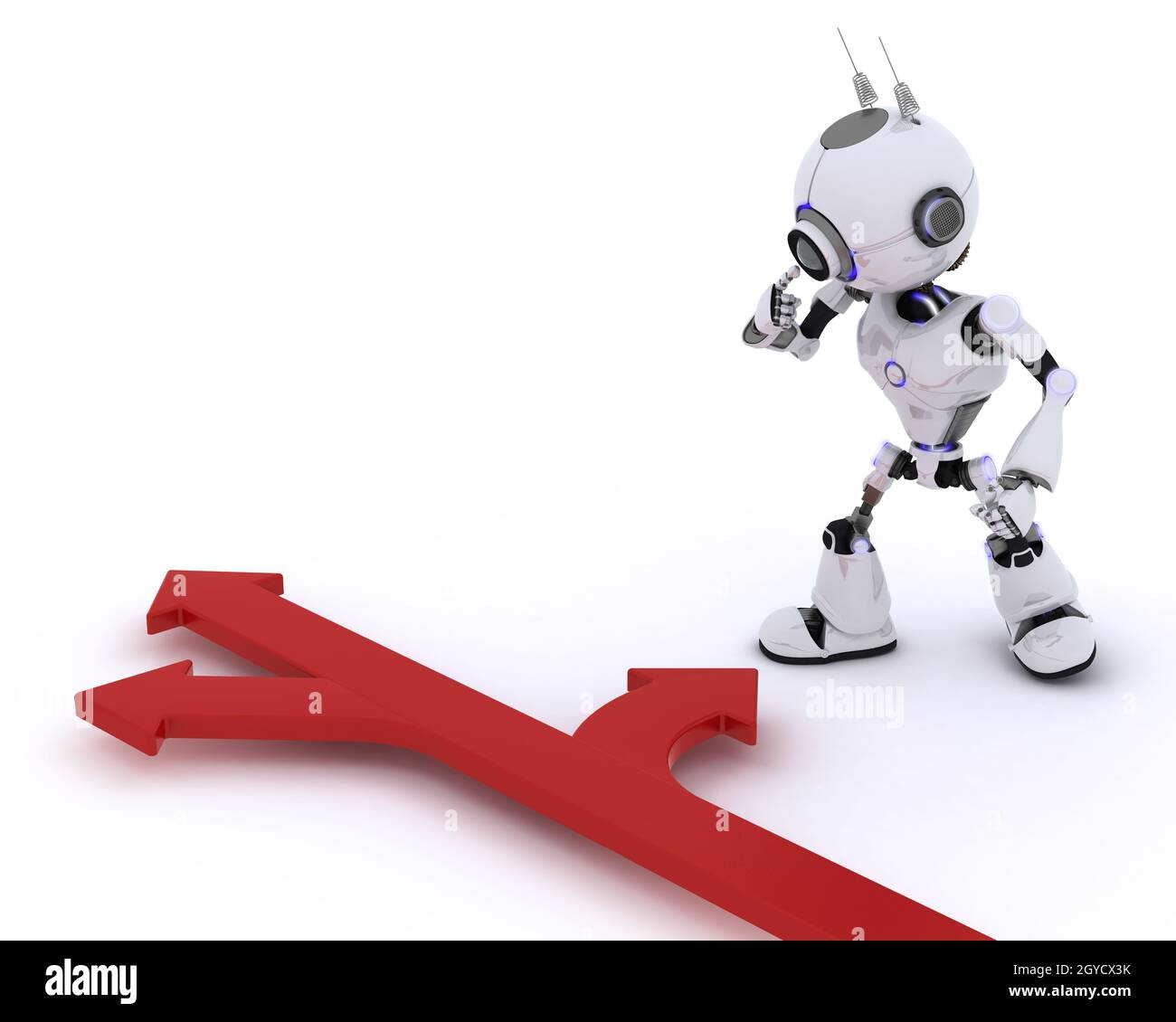3D Render of a Robot with arrows Stock Photo - Alamy