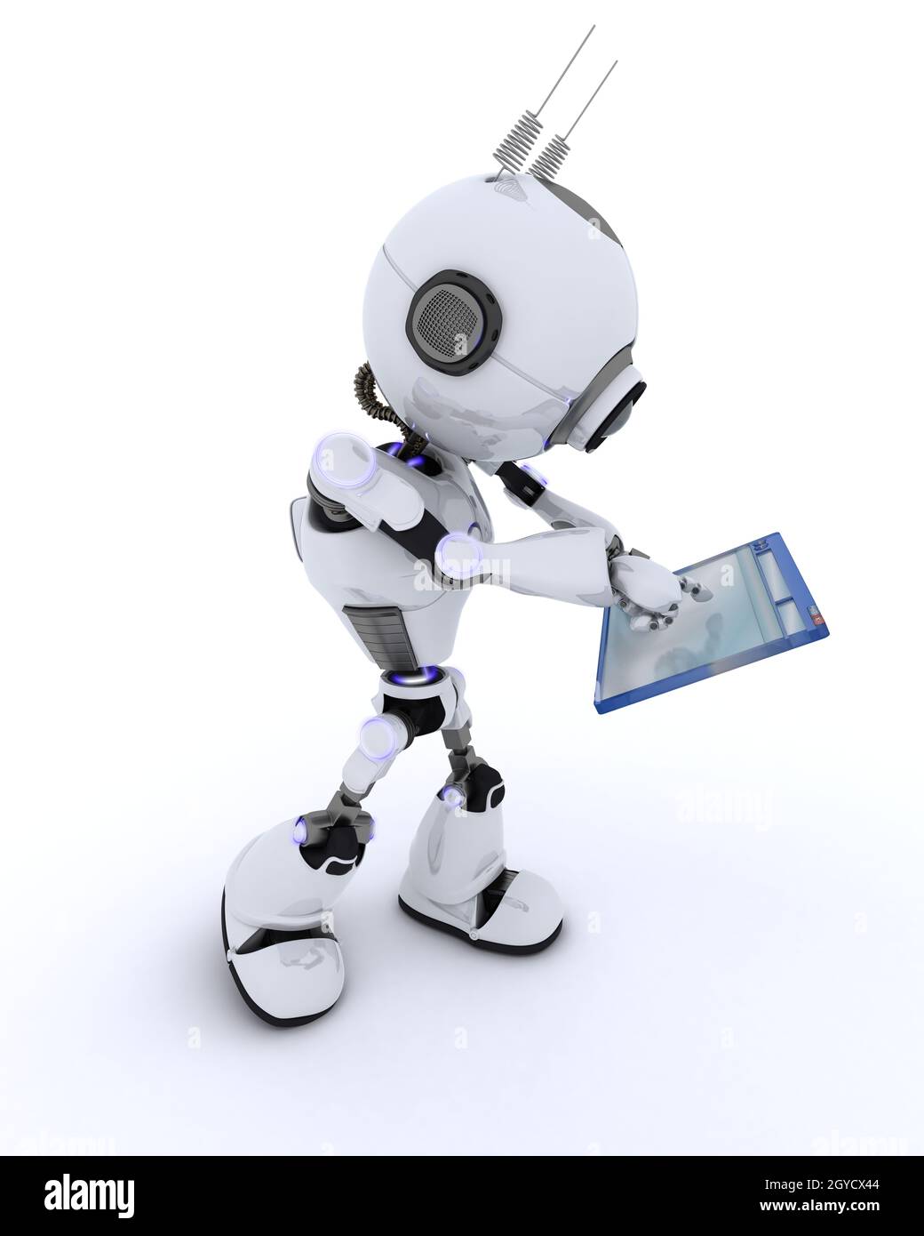 3D Render of a Robot with computer window Stock Photo - Alamy