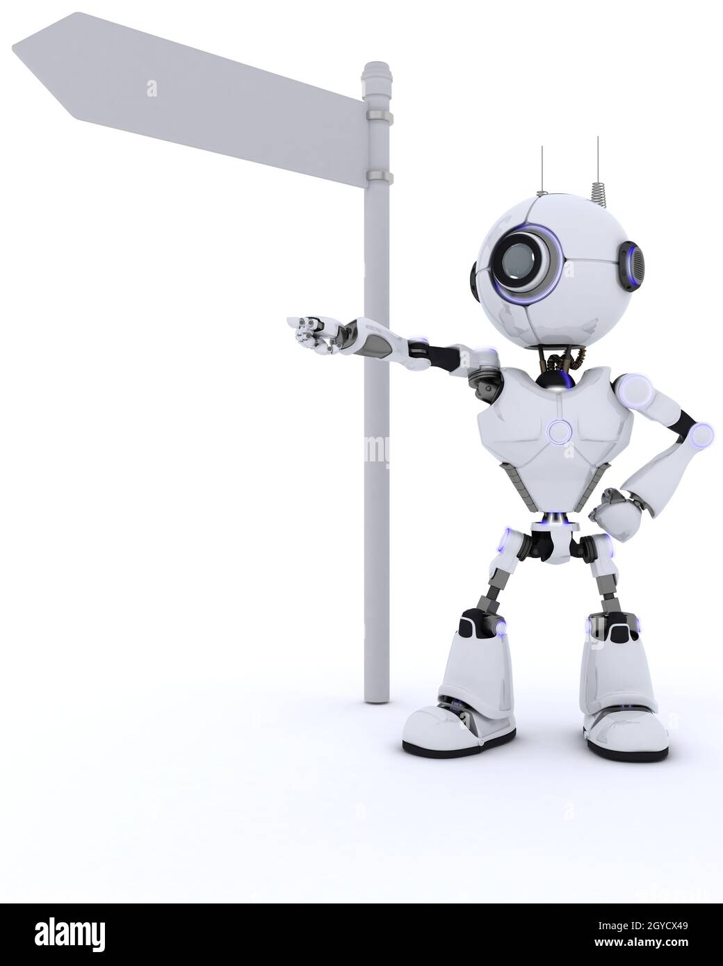 3D Render of a Robot with road sign Stock Photo - Alamy