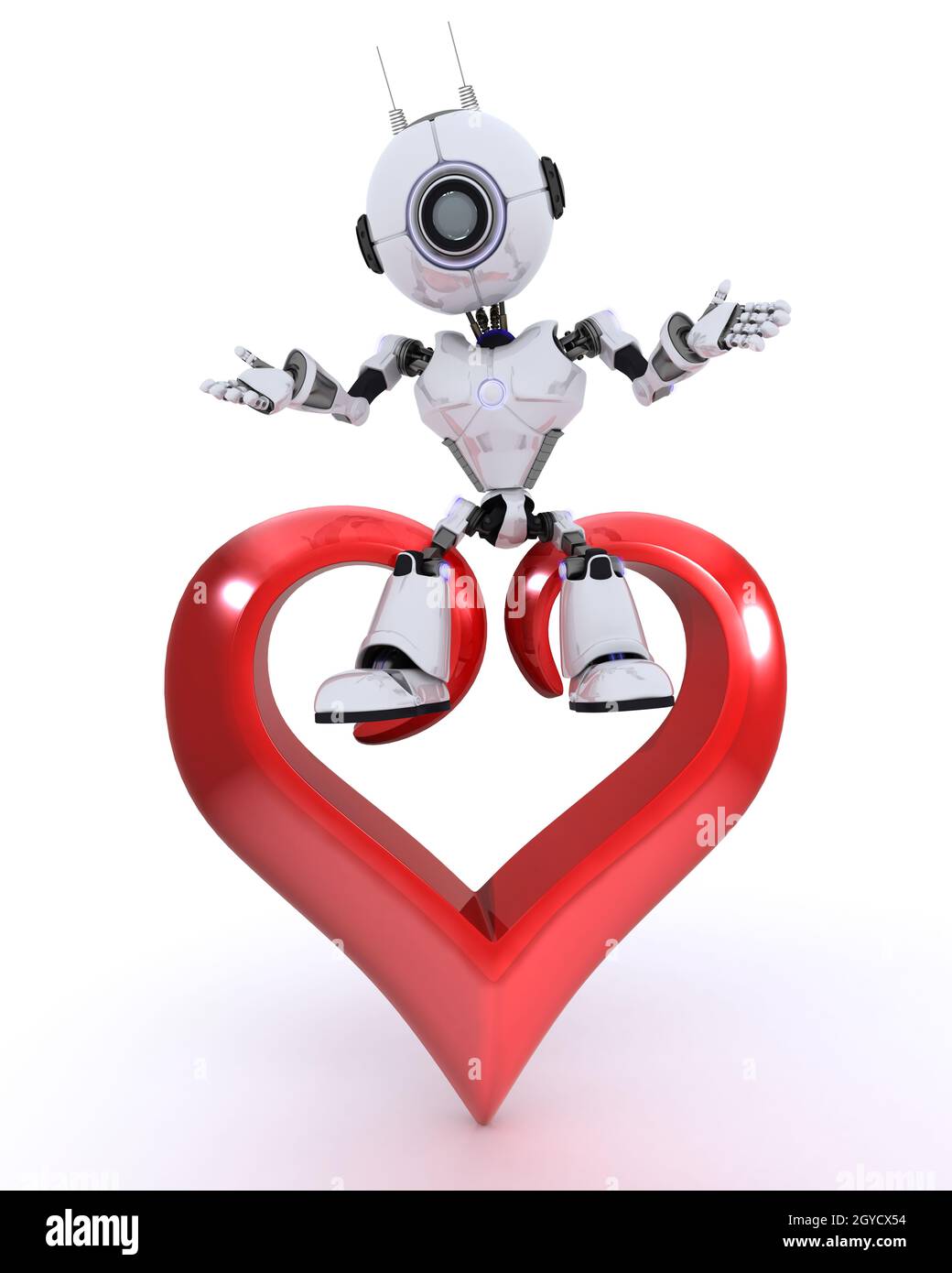 3D Render of a Robot with Heart Stock Photo - Alamy
