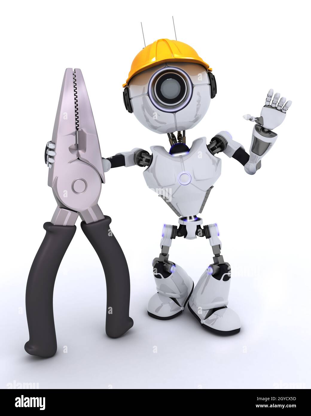 3D Render of a Robot Builder with pliers Stock Photo - Alamy
