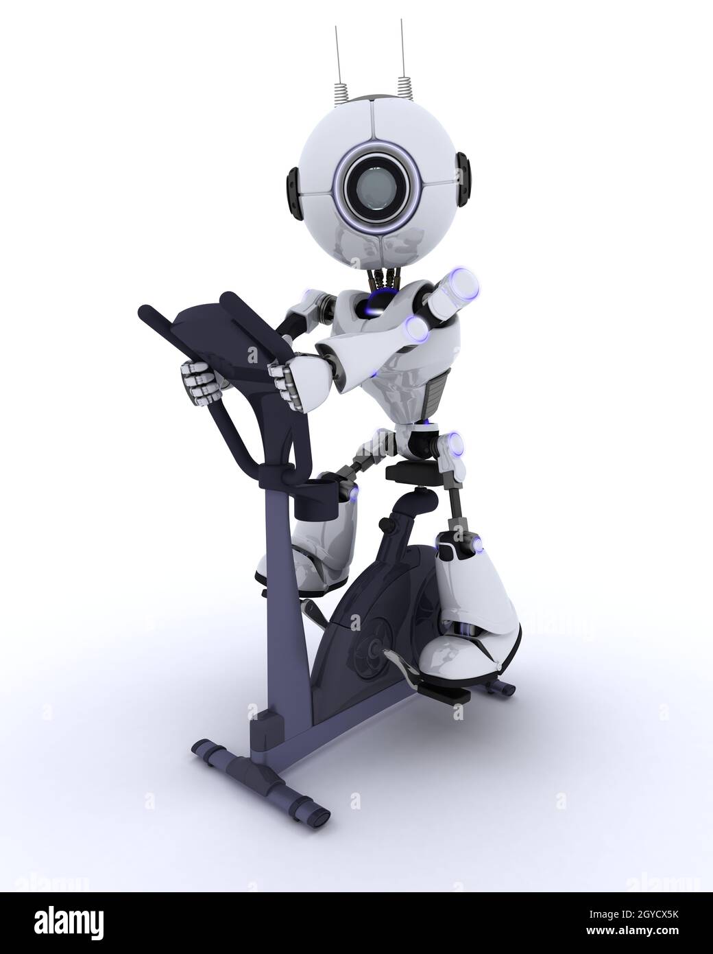 3D render of a robot at the gym on an exercise bike Stock Photo - Alamy