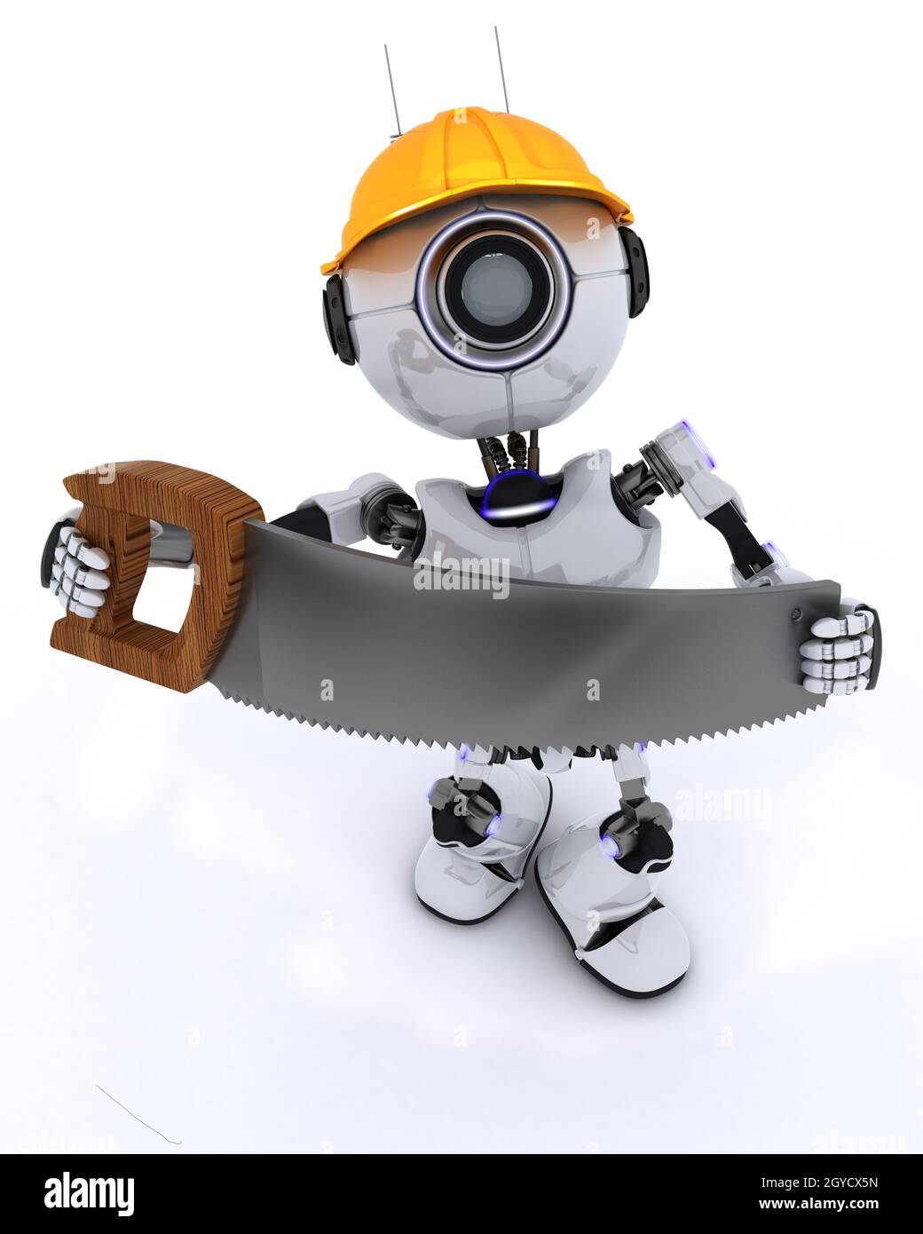 3D Render of a Robot Builder with a saw Stock Photo - Alamy