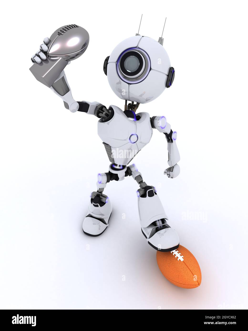 3D Render of a Robot with american football trophy Stock Photo - Alamy